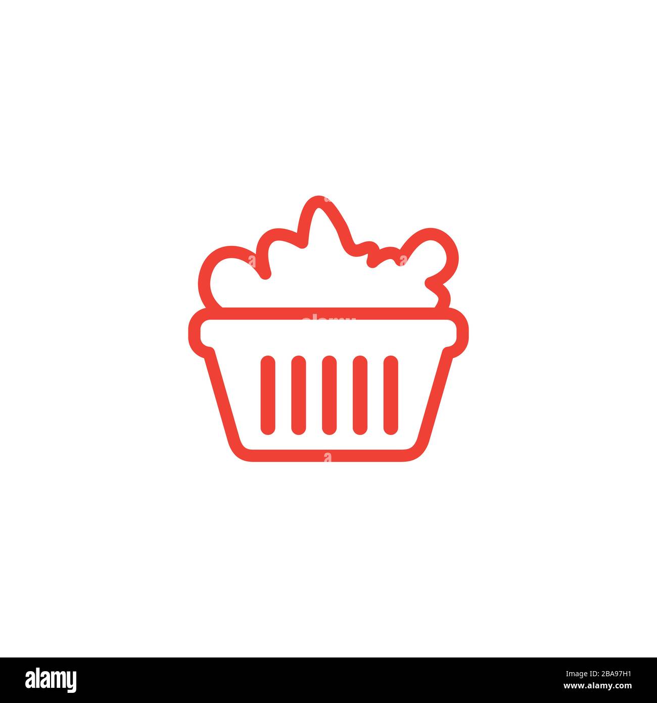 Basket Line Red Icon On White Background. Red Flat Style Vector ...
