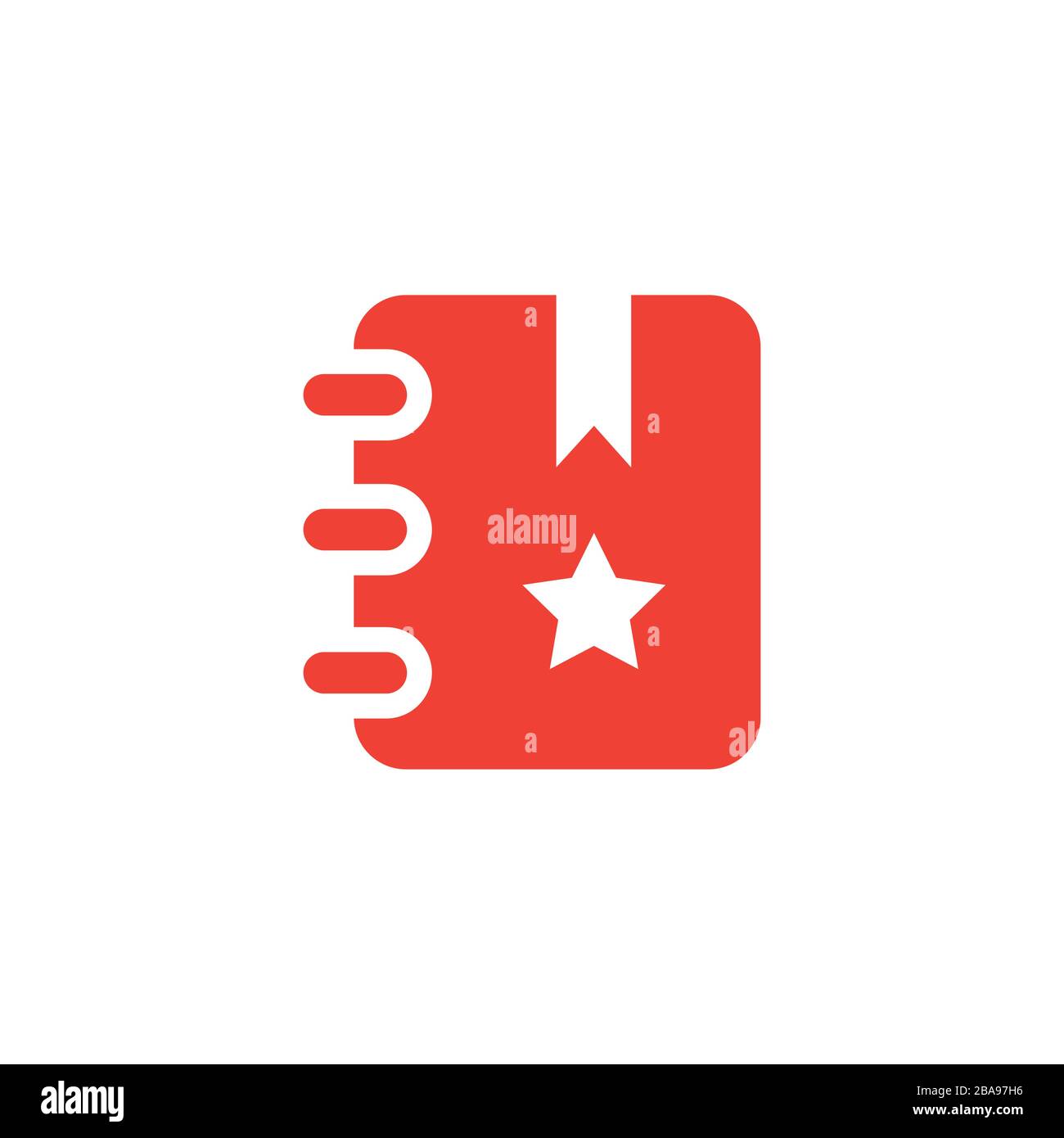 Bookmark Red Icon On White Background. Red Flat Style Vector ...