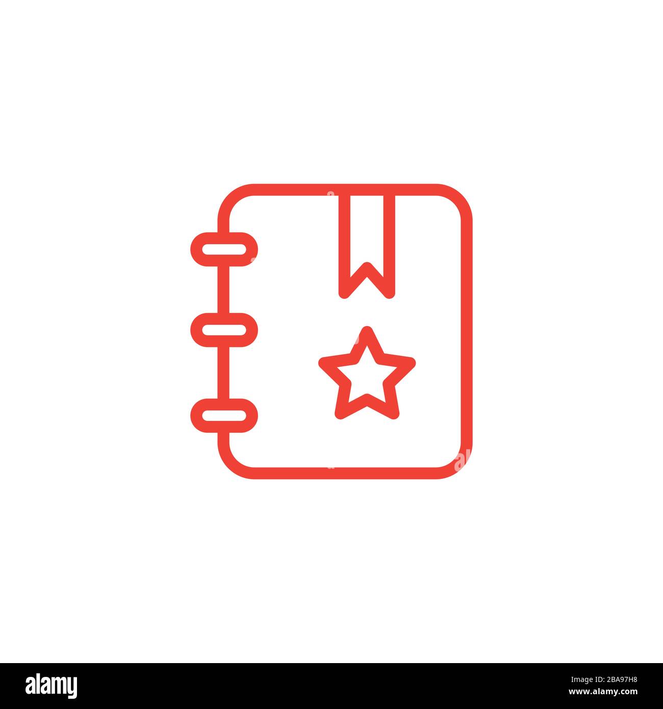 Bookmark Line Red Icon On White Background. Red Flat Style Vector ...