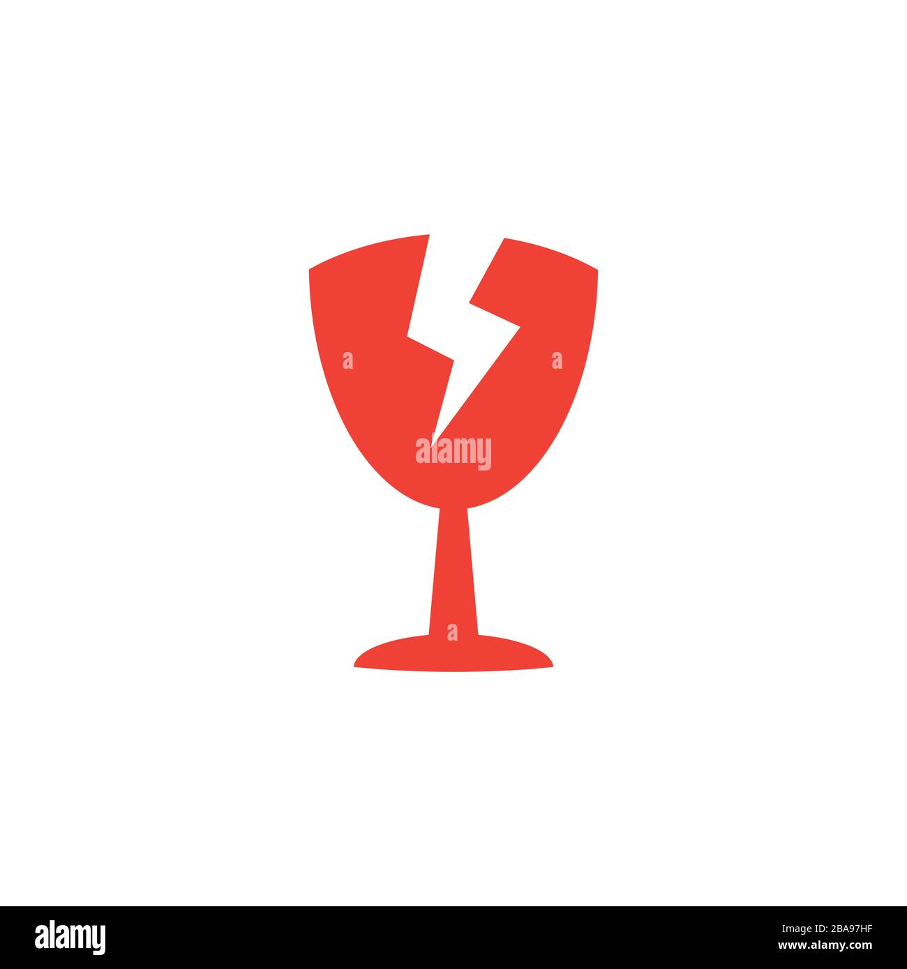 Broken Glass Red Icon On White Background. Red Flat Style Vector ...