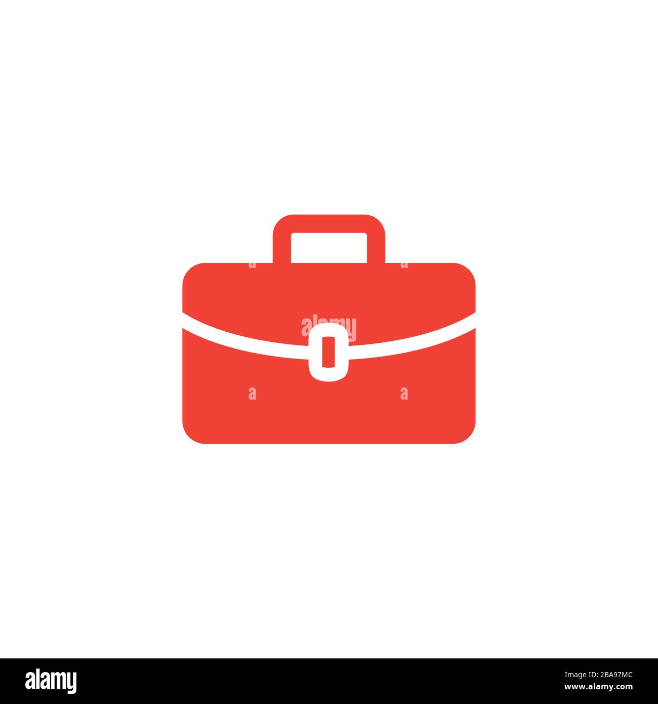 Briefcase Red Icon On White Background. Red Flat Style Vector ...