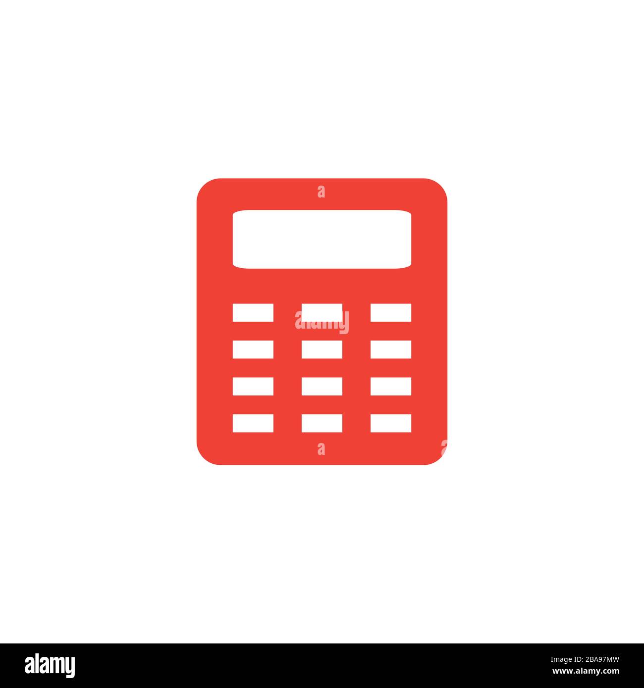 Calculator Red Icon On White Background. Red Flat Style Vector ...
