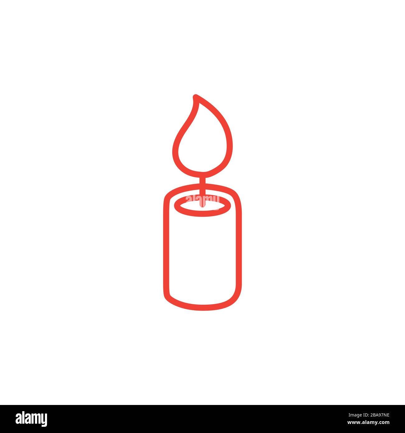 Candle Line Red Icon On White Background. Red Flat Style Vector ...