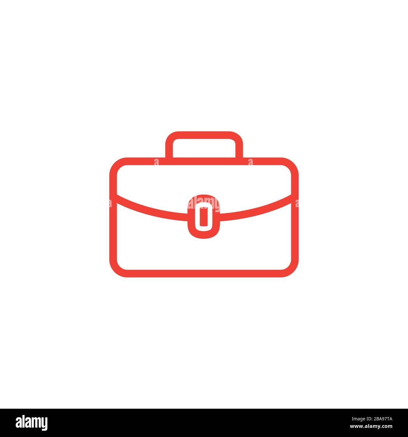 Briefcase Line Red Icon On White Background. Red Flat Style Vector ...