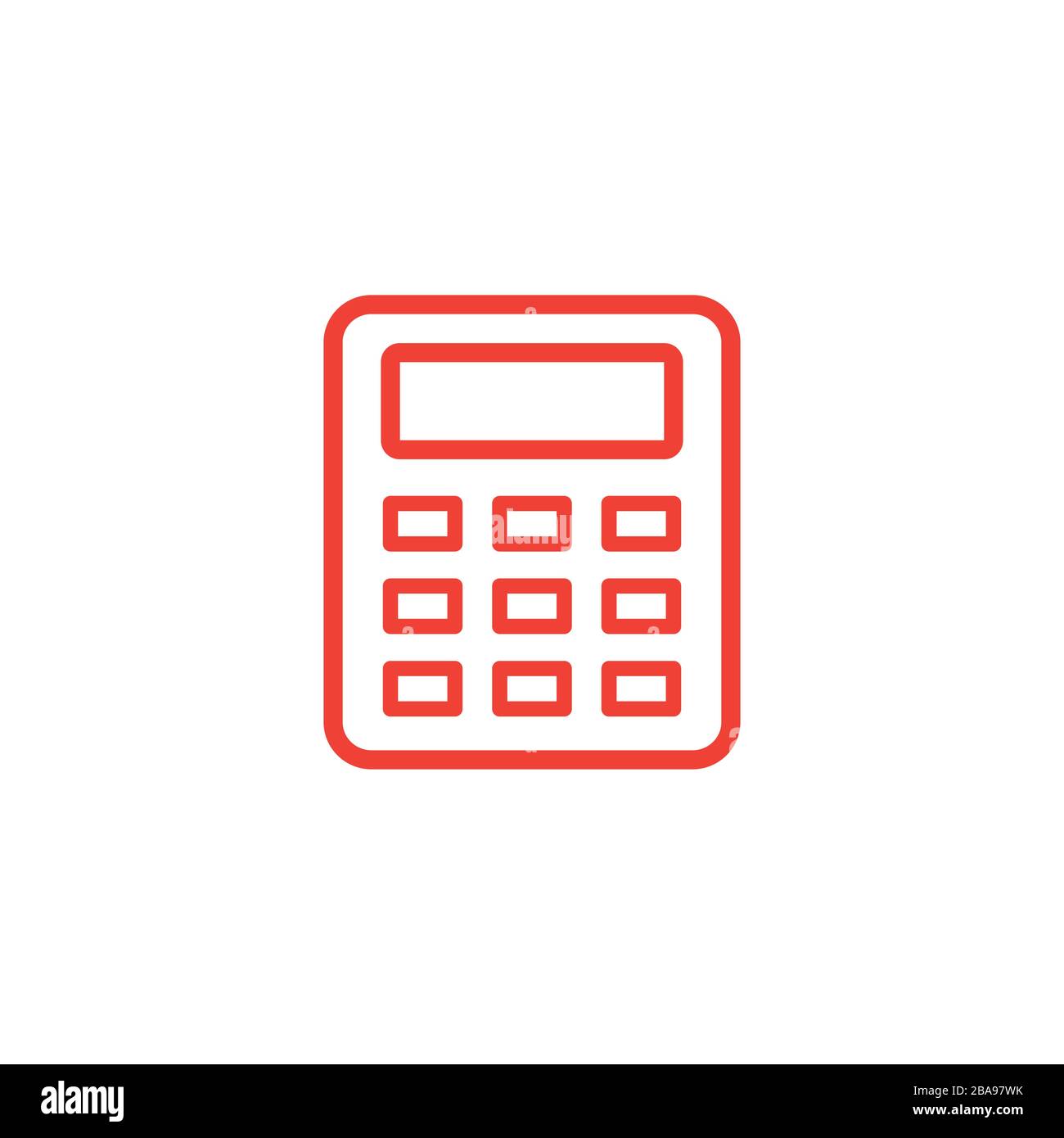 Calculator Line Red Icon On White Background. Red Flat Style Vector ...