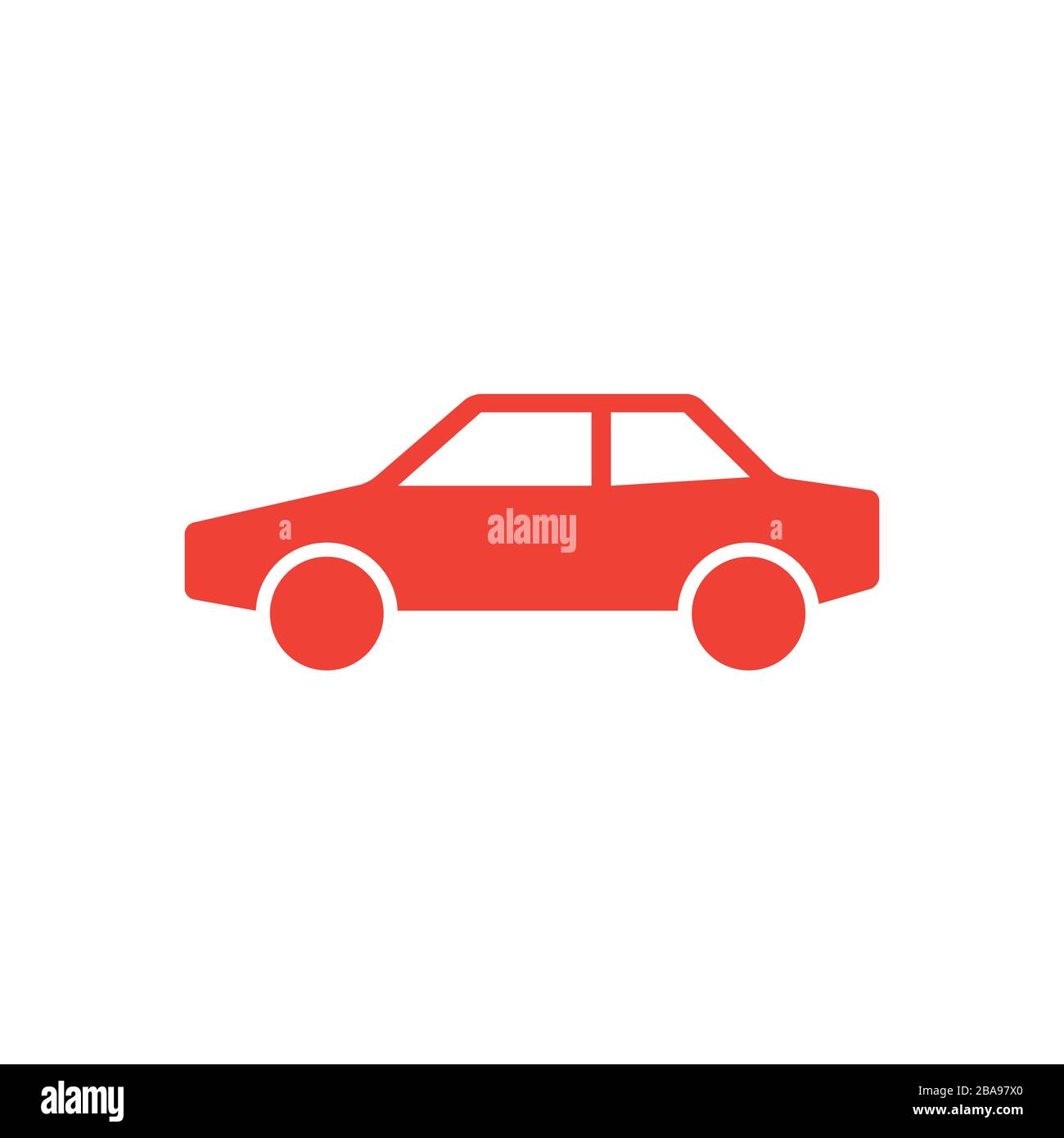 Car Red Icon On White Background. Red Flat Style Vector Illustration ...