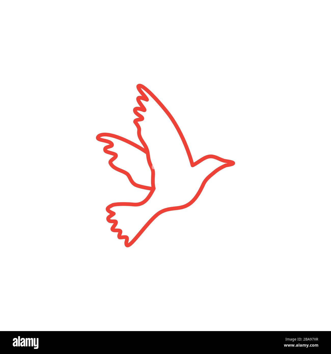 Bird Line Red Icon On White Background. Red Flat Style Vector ...
