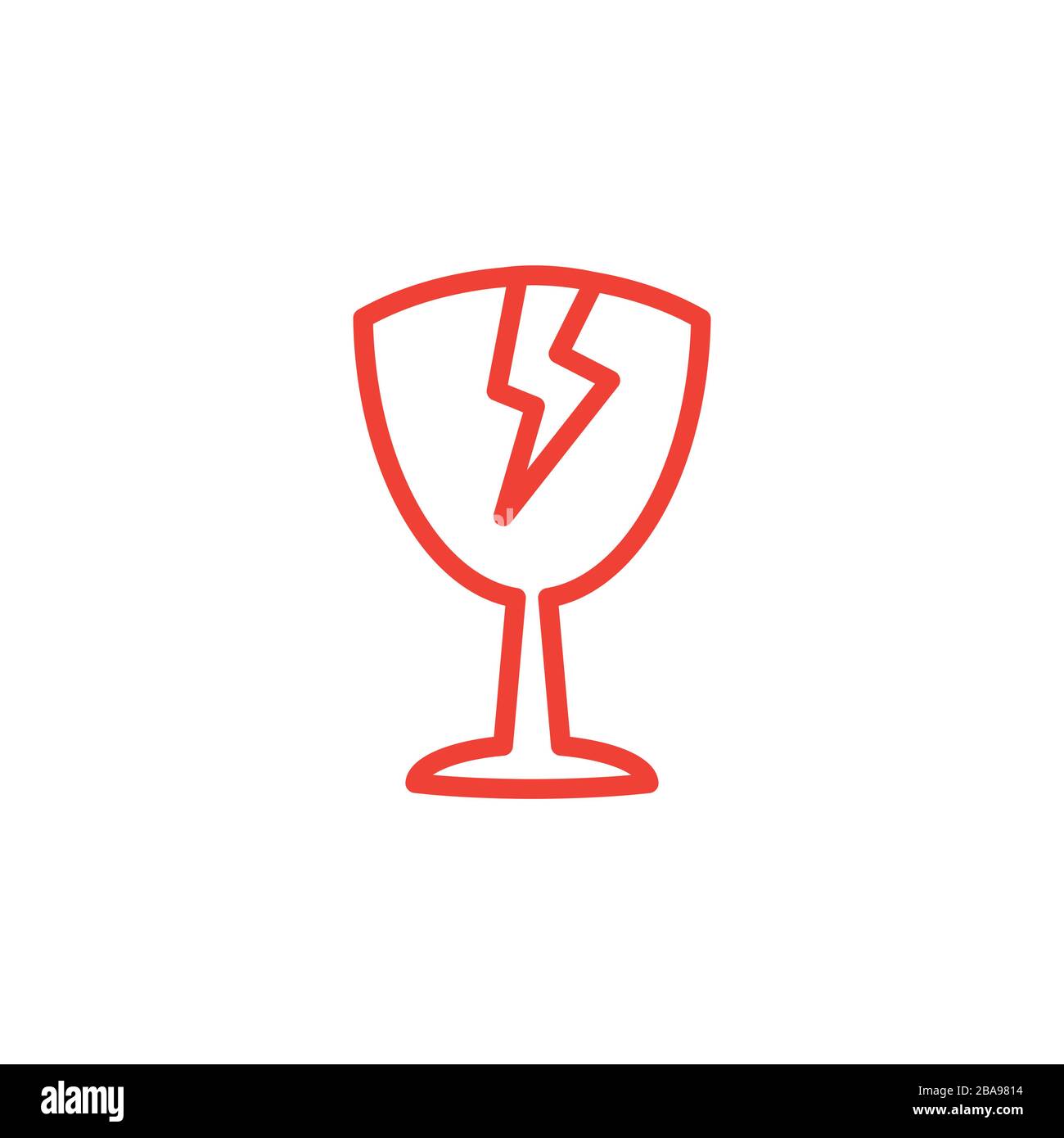 Broken Glass Line Red Icon On White Background. Red Flat Style Vector ...