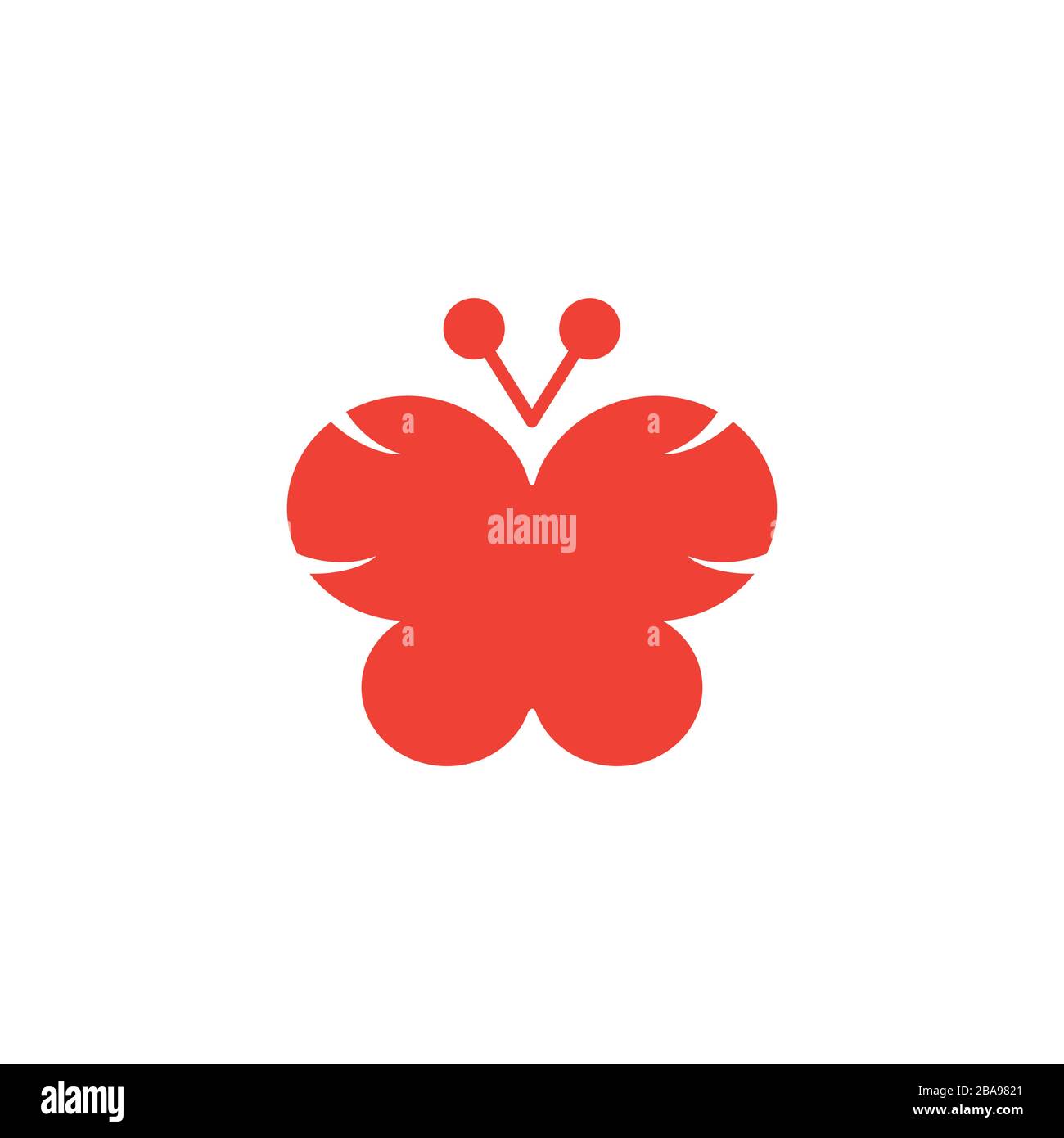 Butterfly Red Icon On White Background. Red Flat Style Vector ...