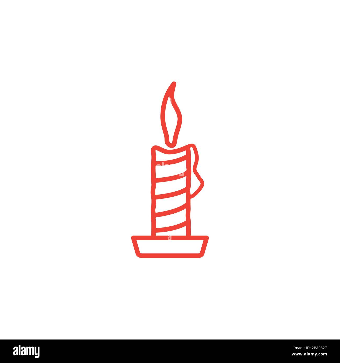 Candle Line Red Icon On White Background. Red Flat Style Vector ...