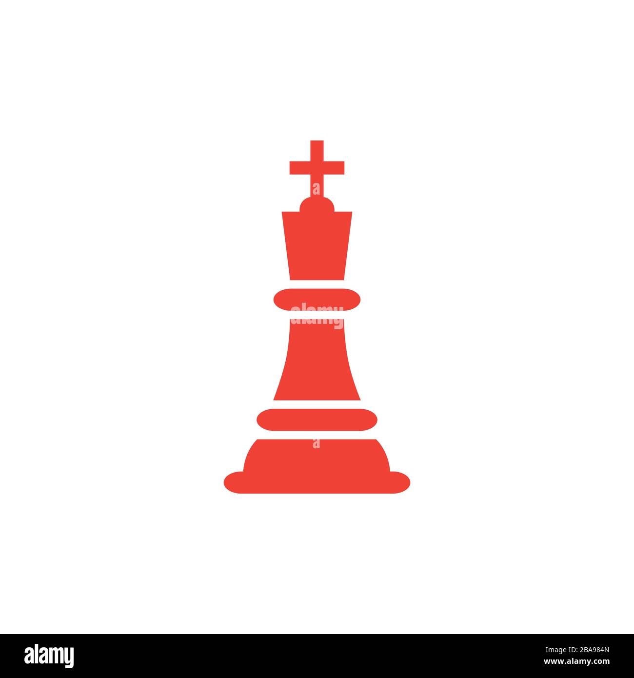 Chess King Red Icon On White Background. Red Flat Style Vector ...