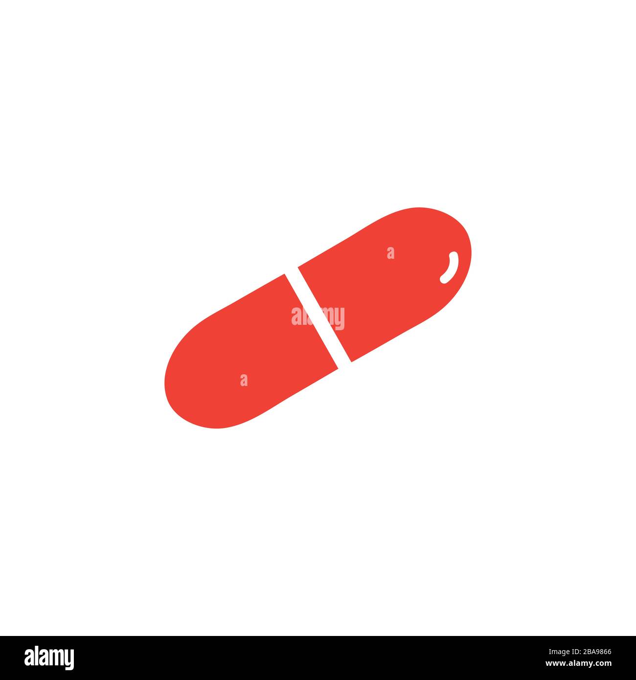 Capsule Red Icon On White Background. Red Flat Style Vector ...