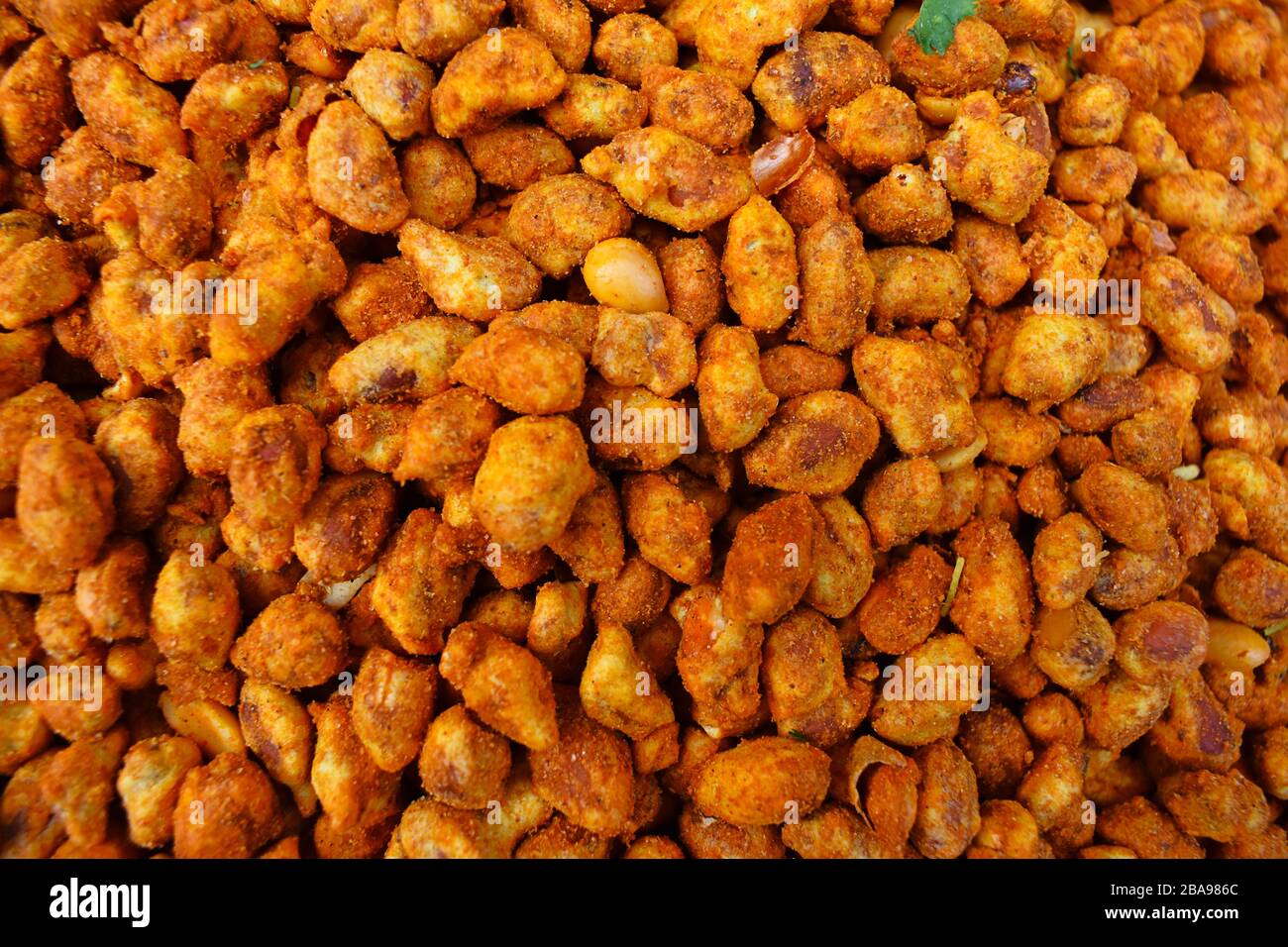 Spicy, salted, fried, hot, peanuts pattern or background top view Stock ...