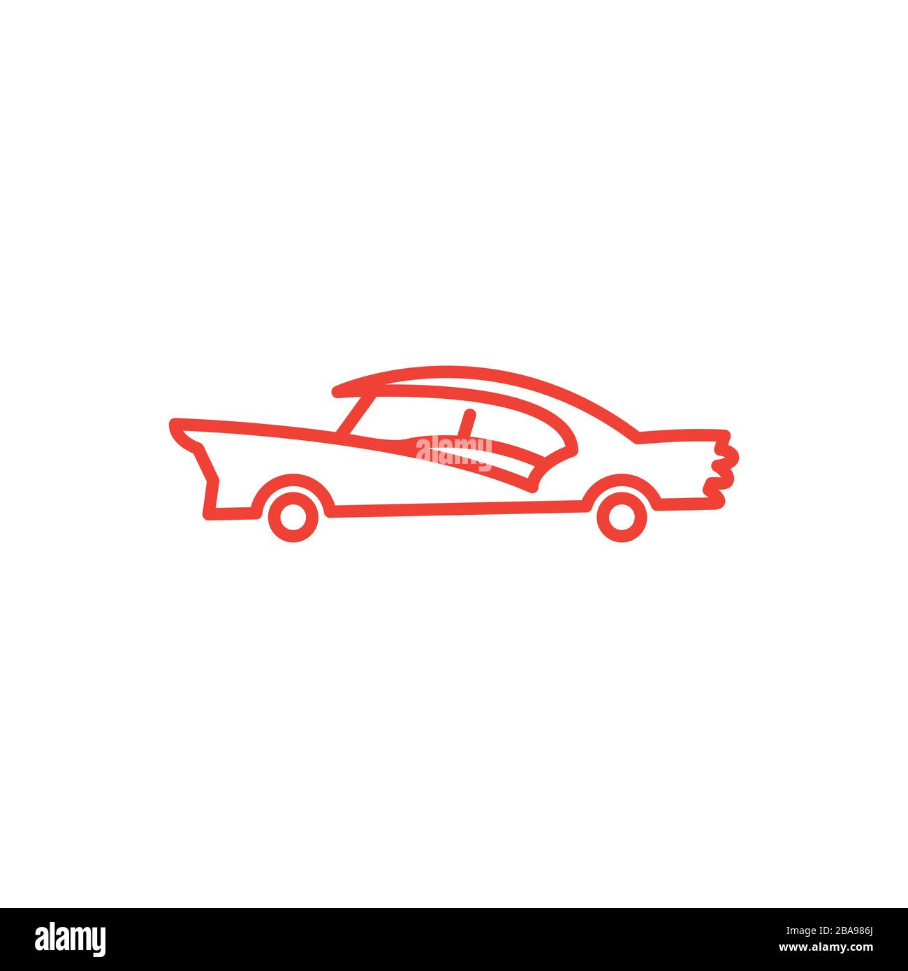Car Line Red Icon On White Background. Red Flat Style Vector ...