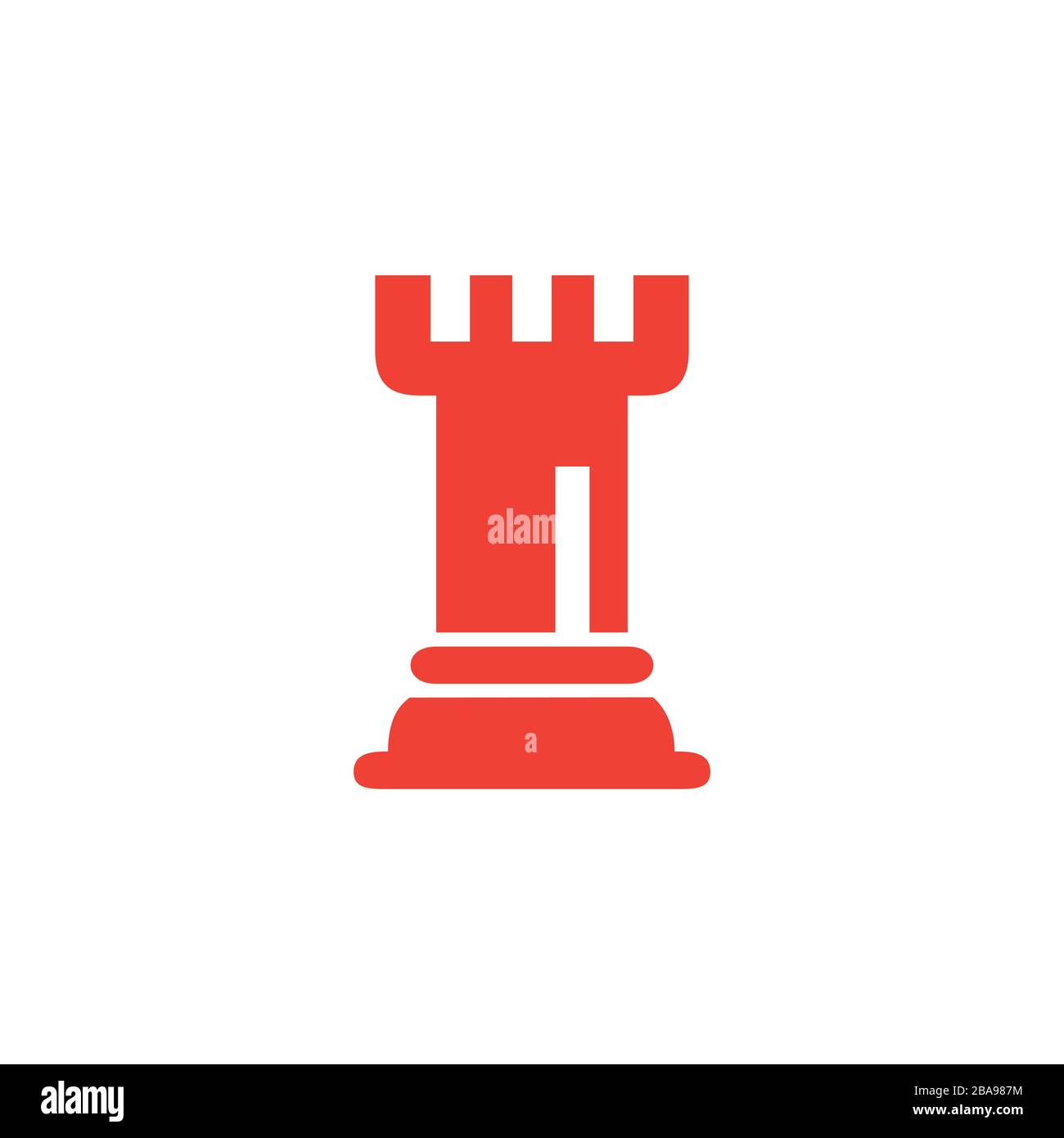 Chess Rook Red Icon On White Background. Red Flat Style Vector ...