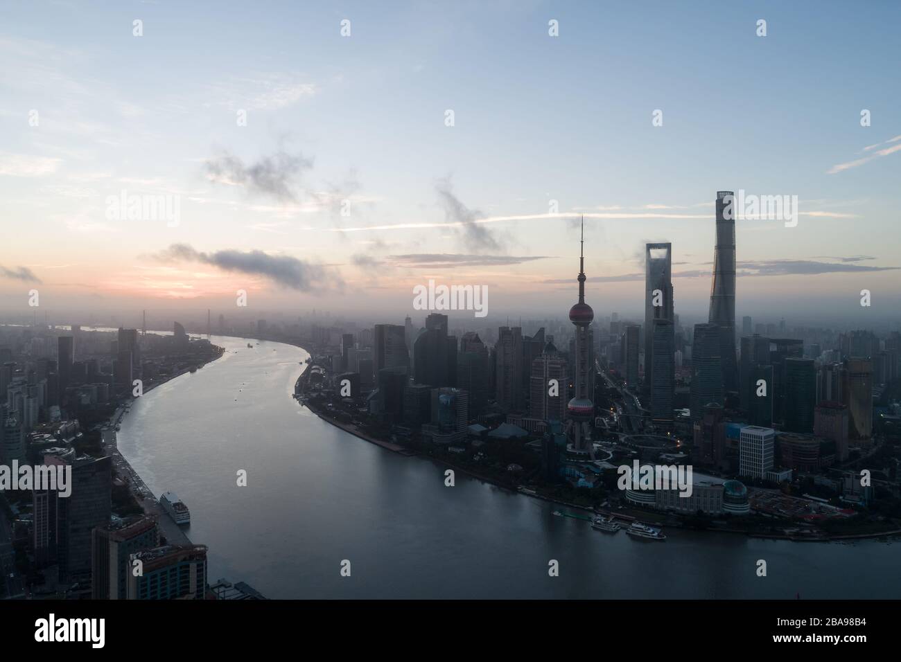 aerial view of Lujiazui, Shanghai city, at dawn Stock Photo - Alamy