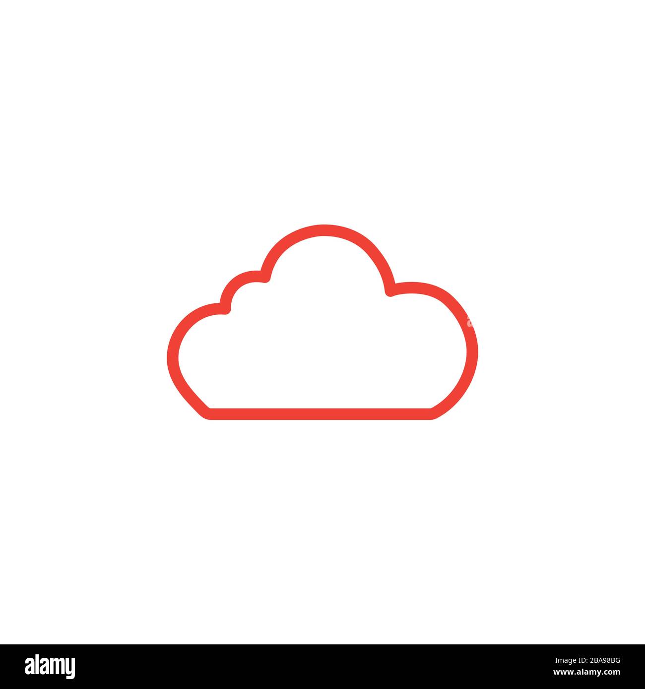 Cloud Line Red Icon On White Background. Red Flat Style Vector ...
