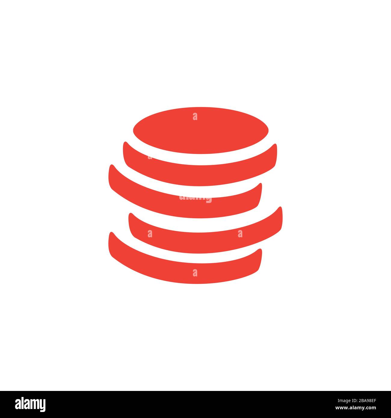 Coin Red Icon On White Background. Red Flat Style Vector Illustration ...