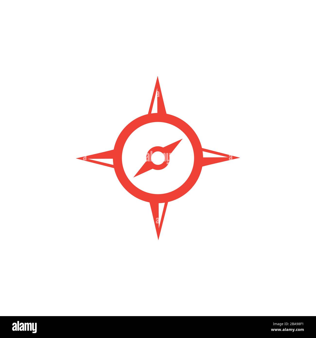 Compass Red Icon On White Background. Red Flat Style Vector ...