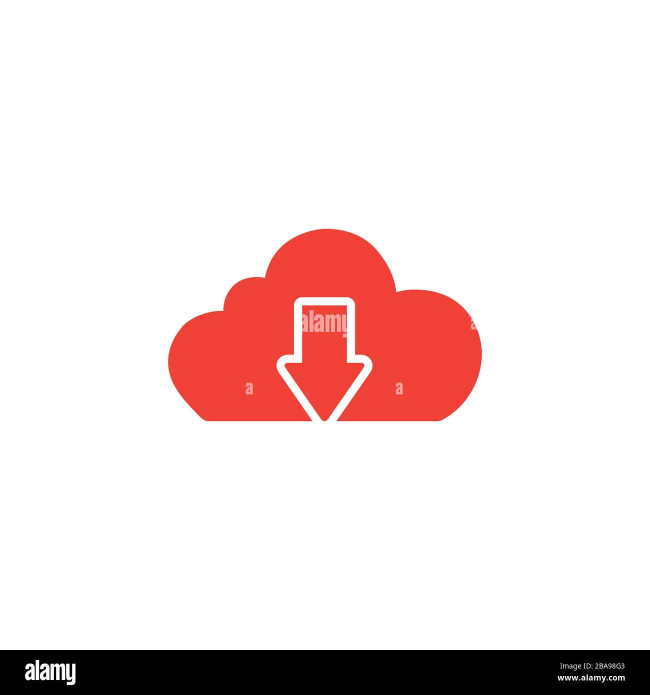 Cloud Download Red Icon On White Background. Red Flat Style Vector ...