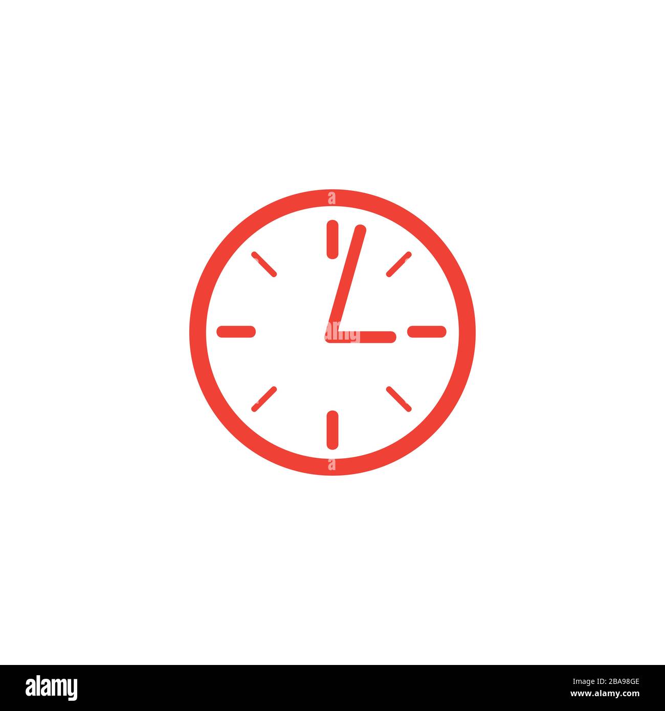 Clock Red Icon On White Background. Red Flat Style Vector Illustration Stock Vector Image & Art ...