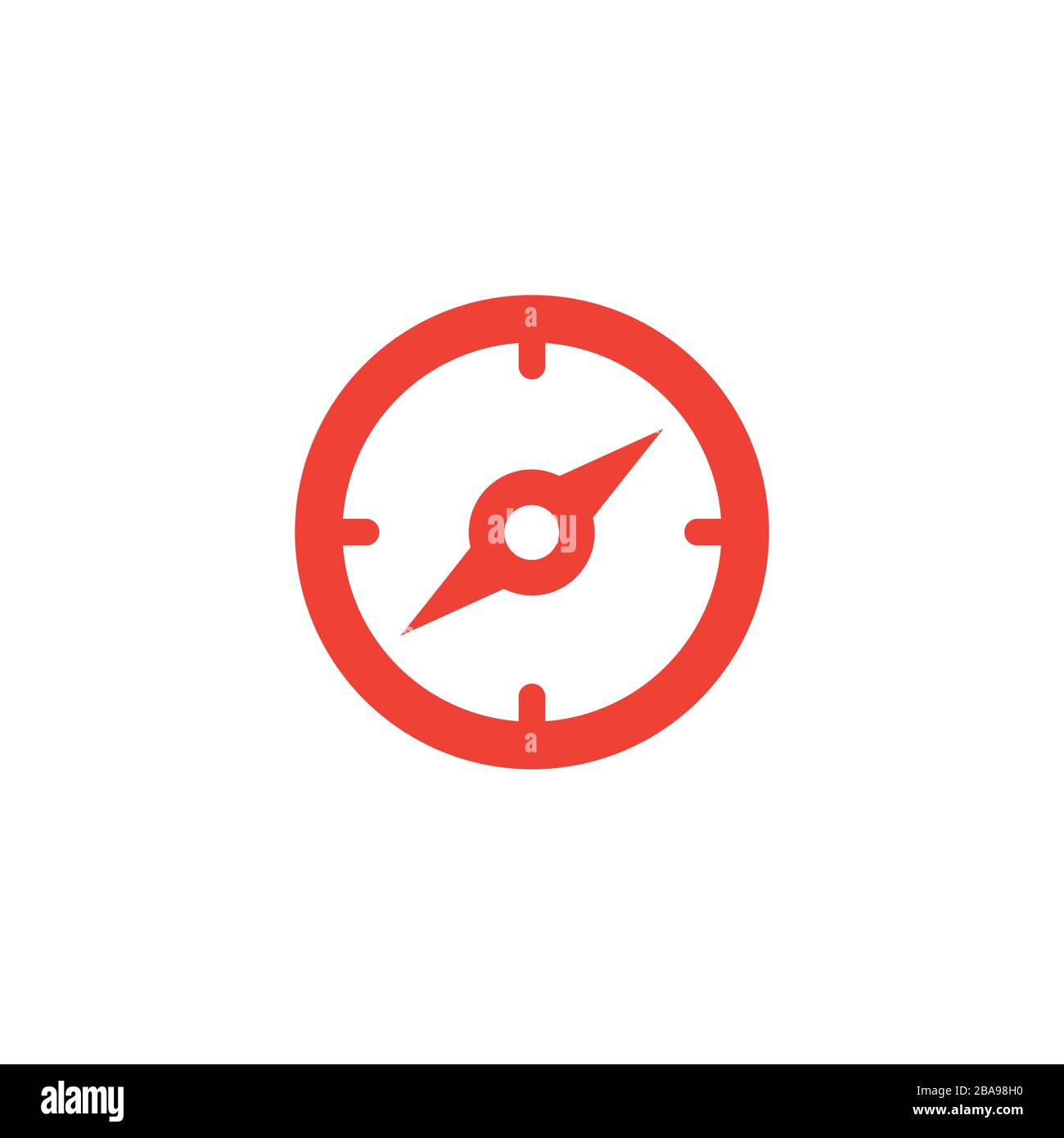Compass Red Icon On White Background. Red Flat Style Vector ...