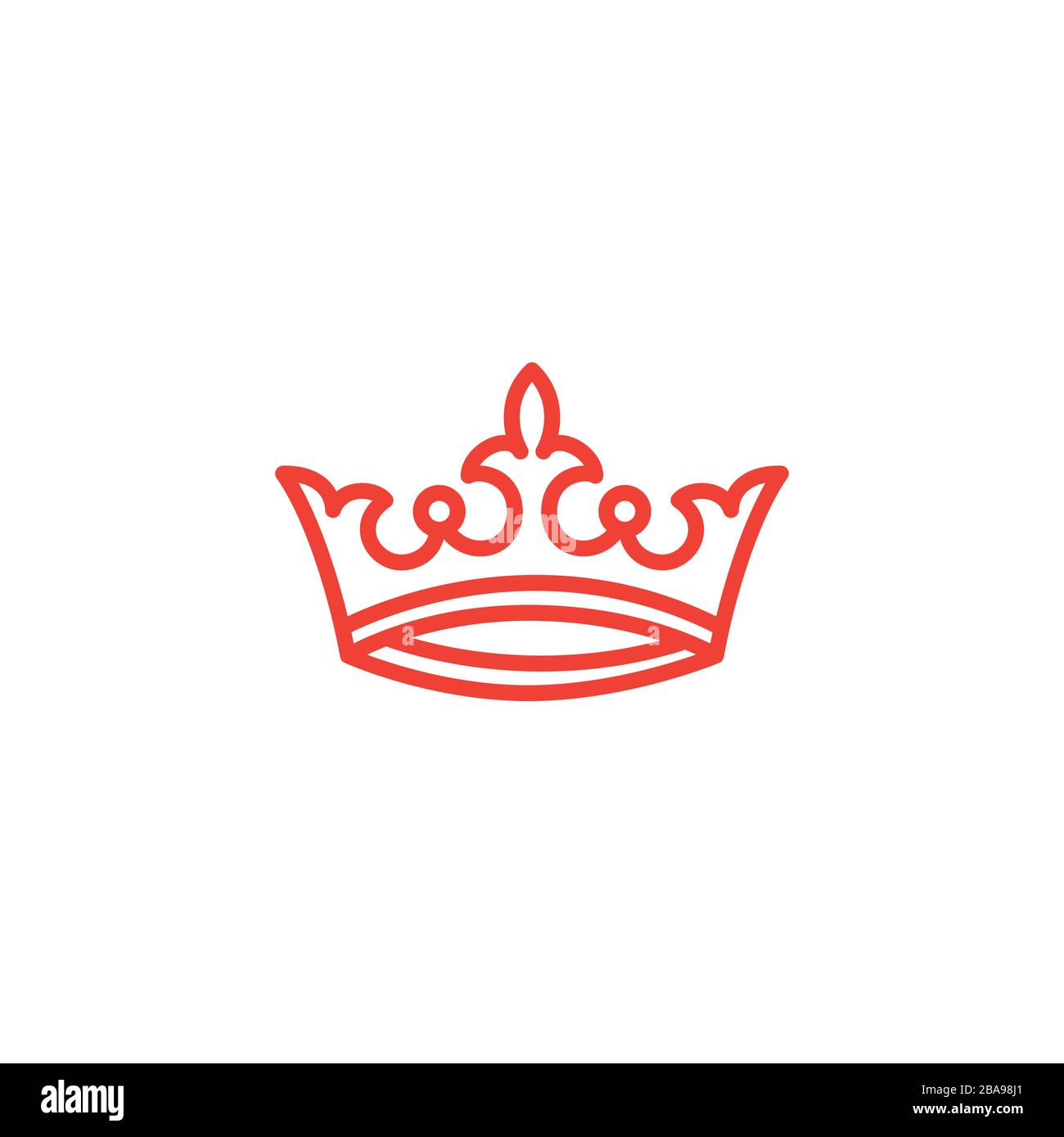 Crown Line Red Icon On White Background. Red Flat Style Vector ...
