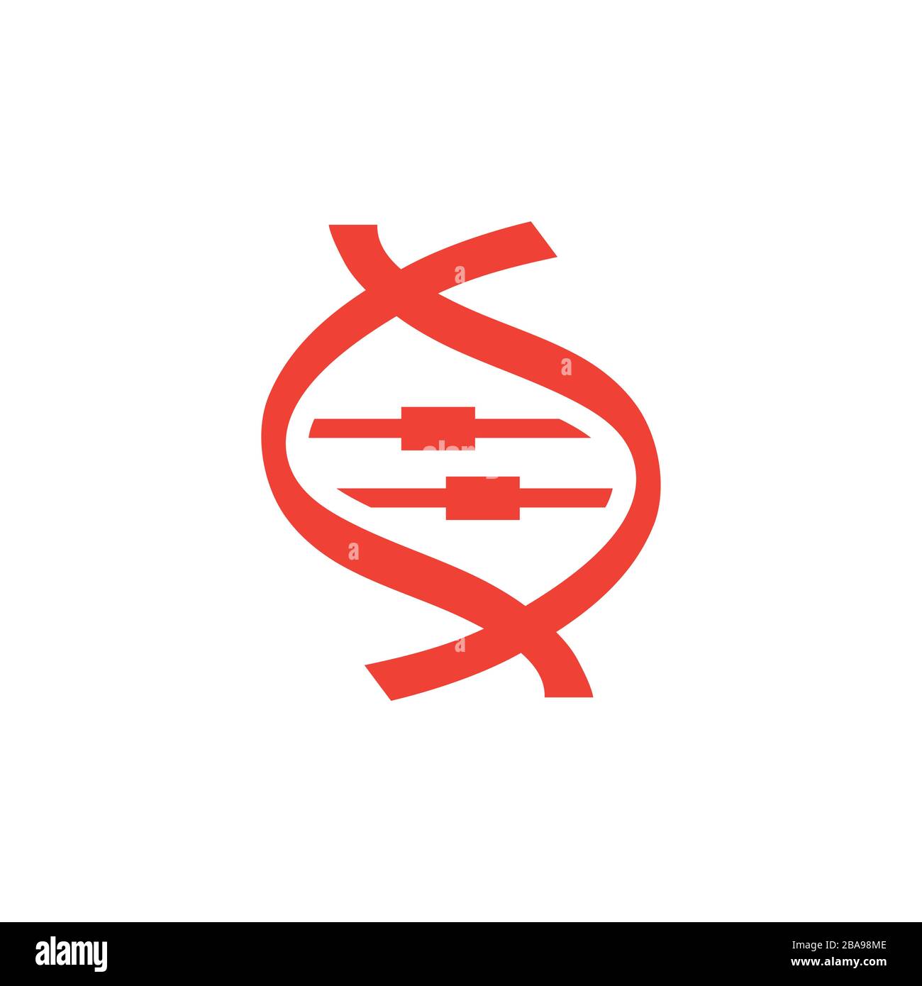 DNA Red Icon On White Background. Red Flat Style Vector Illustration ...