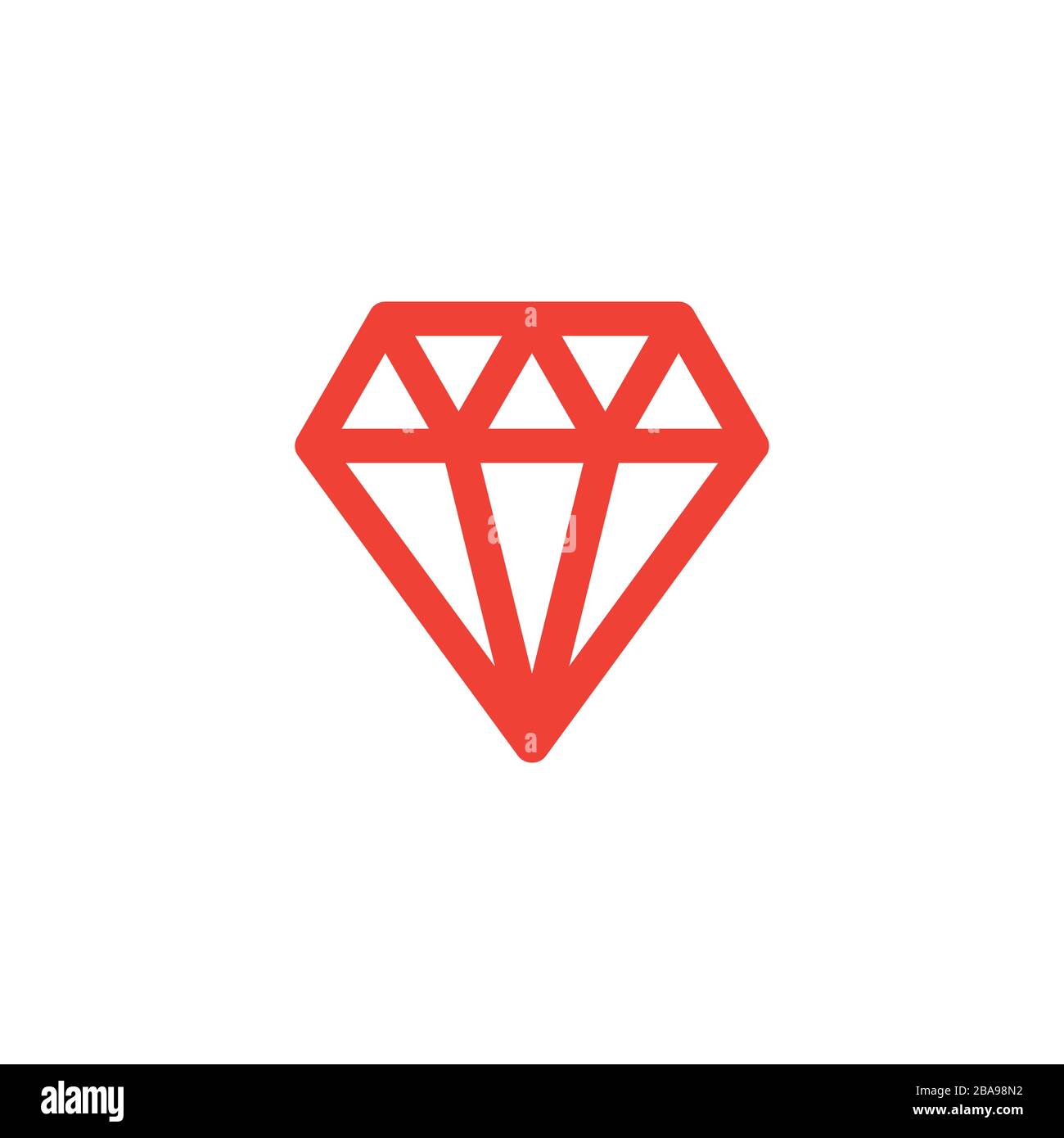 Diamond Red Icon On White Background. Red Flat Style Vector ...