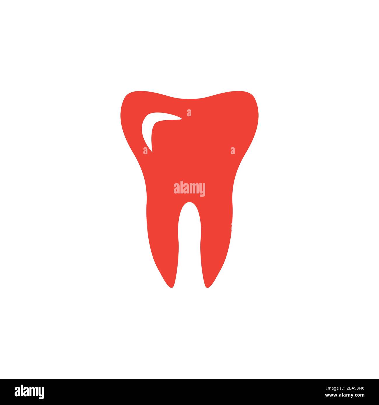 Tooth Red Icon On White Background. Red Flat Style Vector Illustration ...