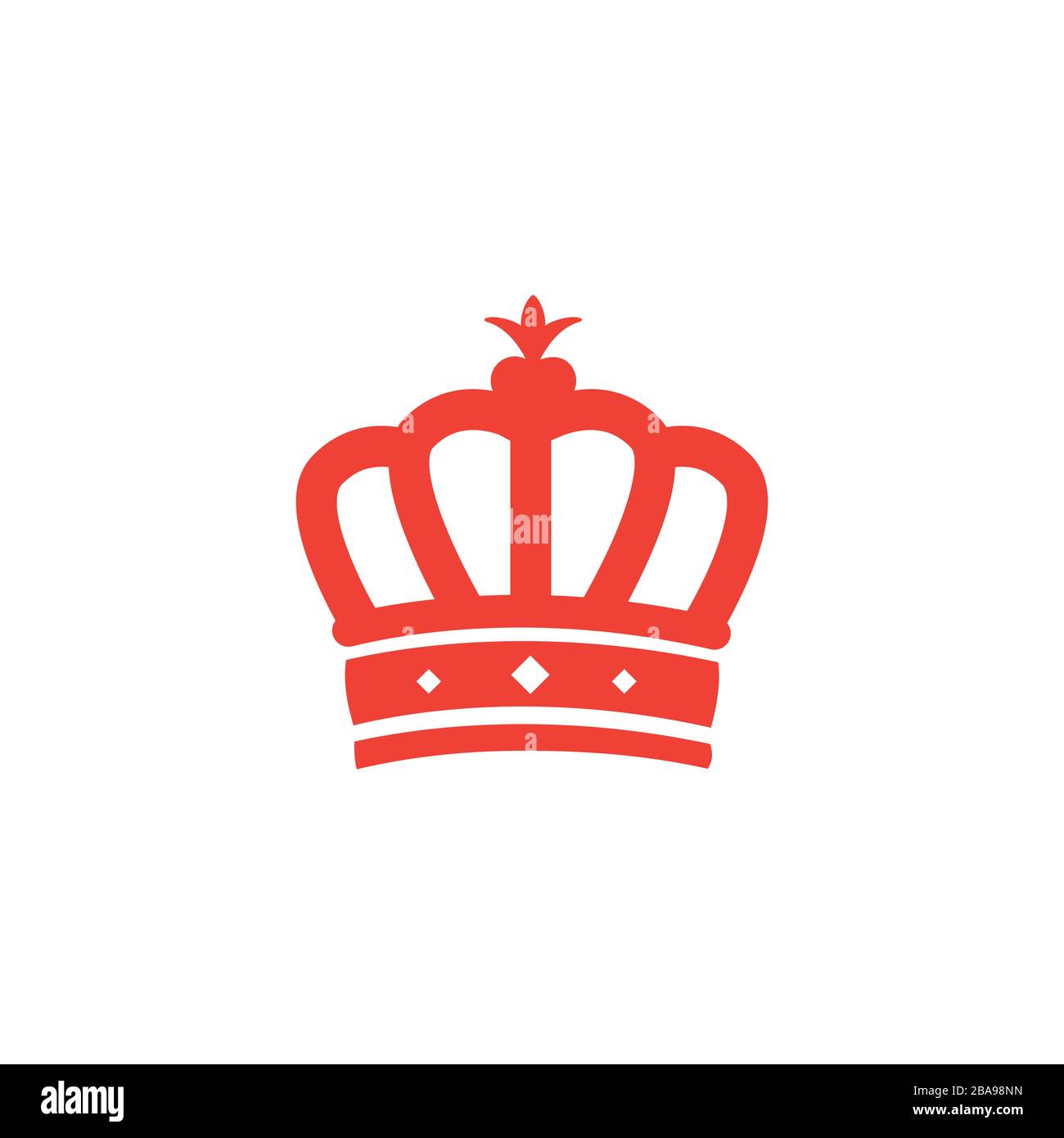 Crown Red Icon On White Background. Red Flat Style Vector Illustration ...