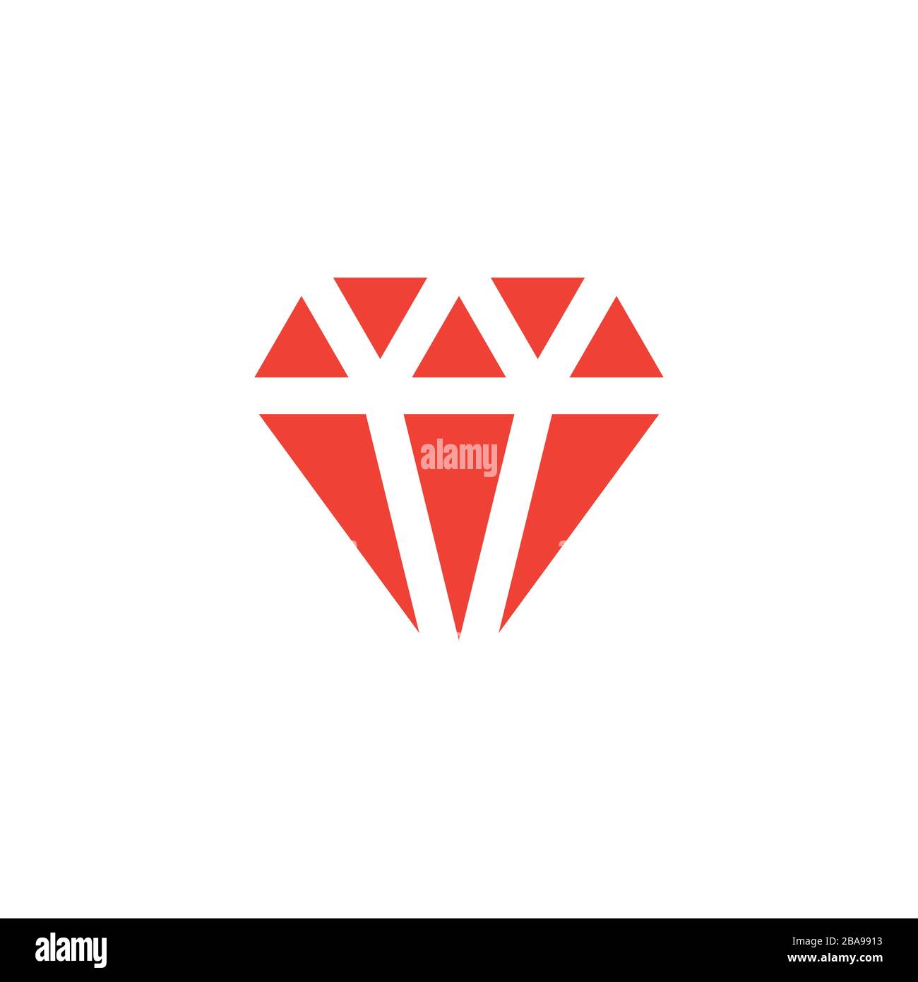 Diamond Red Icon On White Background. Red Flat Style Vector ...