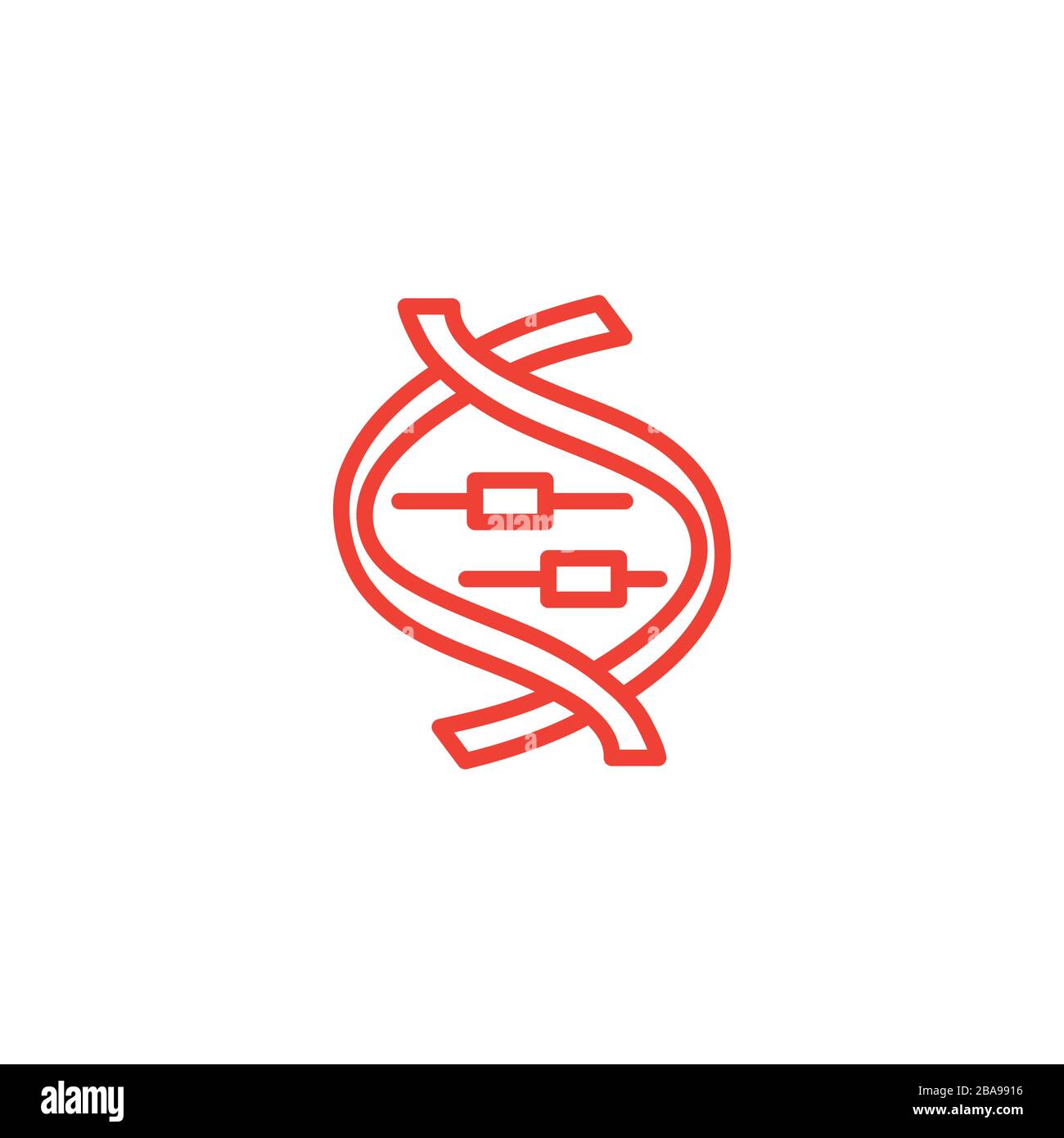 DNA Line Red Icon On White Background. Red Flat Style Vector ...