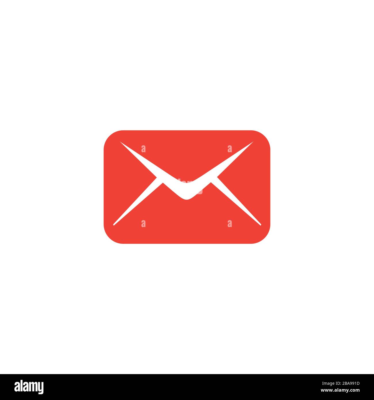 Email Red Icon On White Background. Red Flat Style Vector Illustration ...