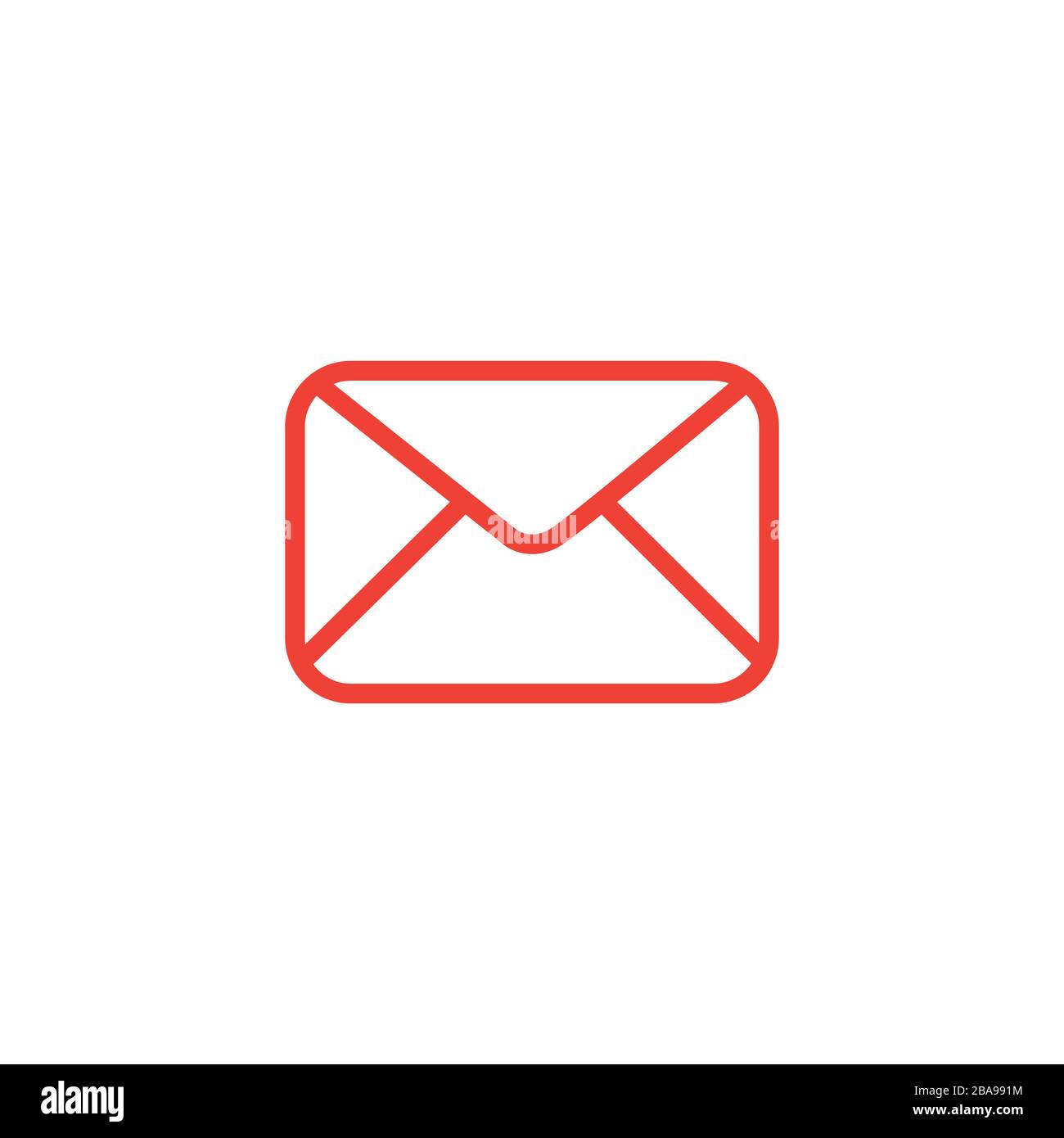 Email Line Red Icon On White Background. Red Flat Style Vector ...