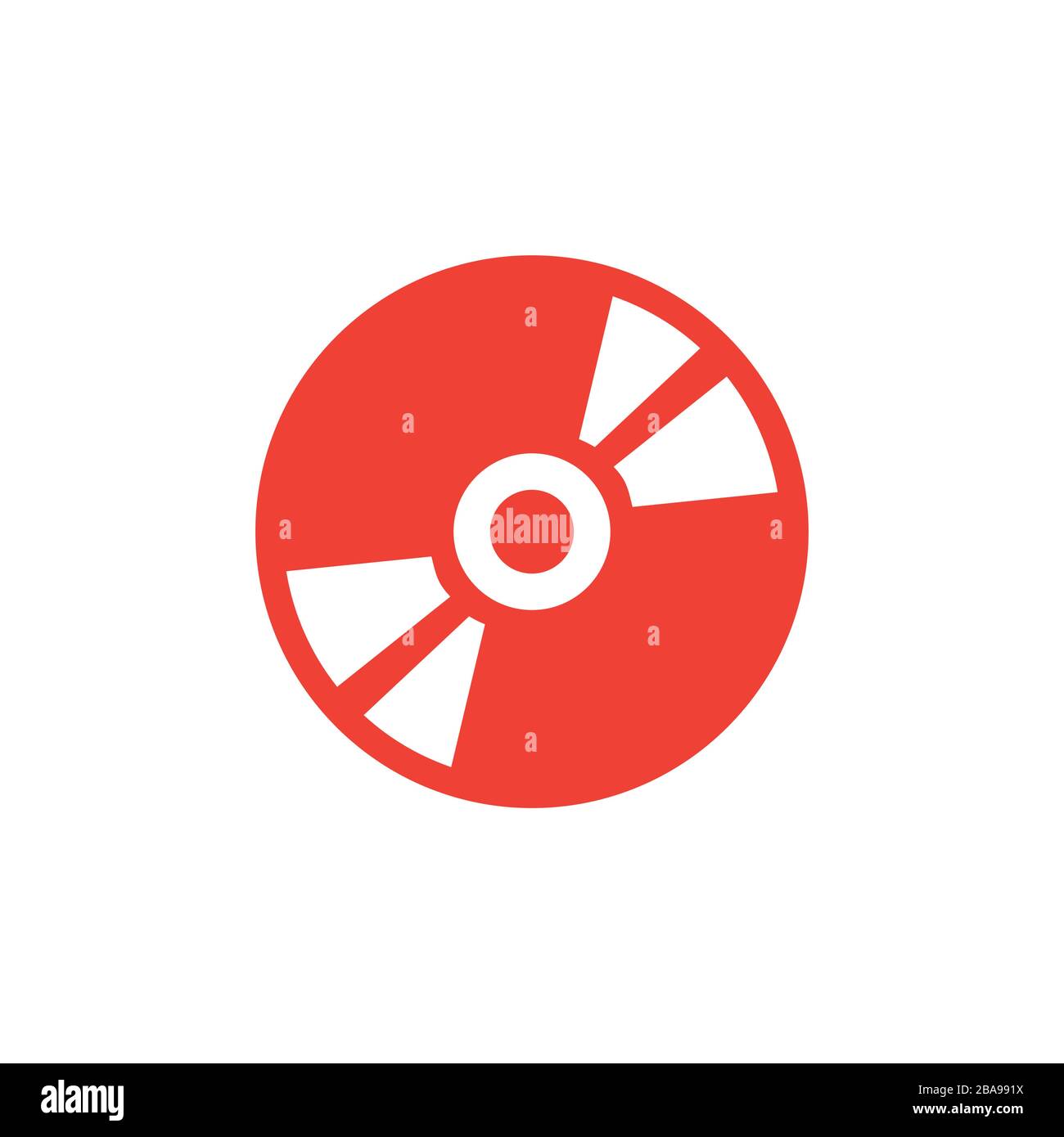 DVD or CD Red Icon On White Background. Red Flat Style Vector ...
