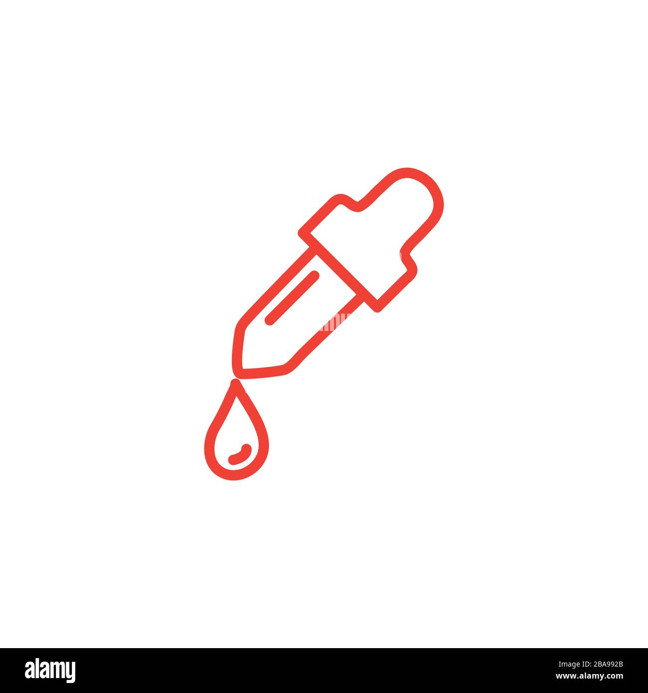 Dropper Line Red Icon On White Background. Red Flat Style Vector ...