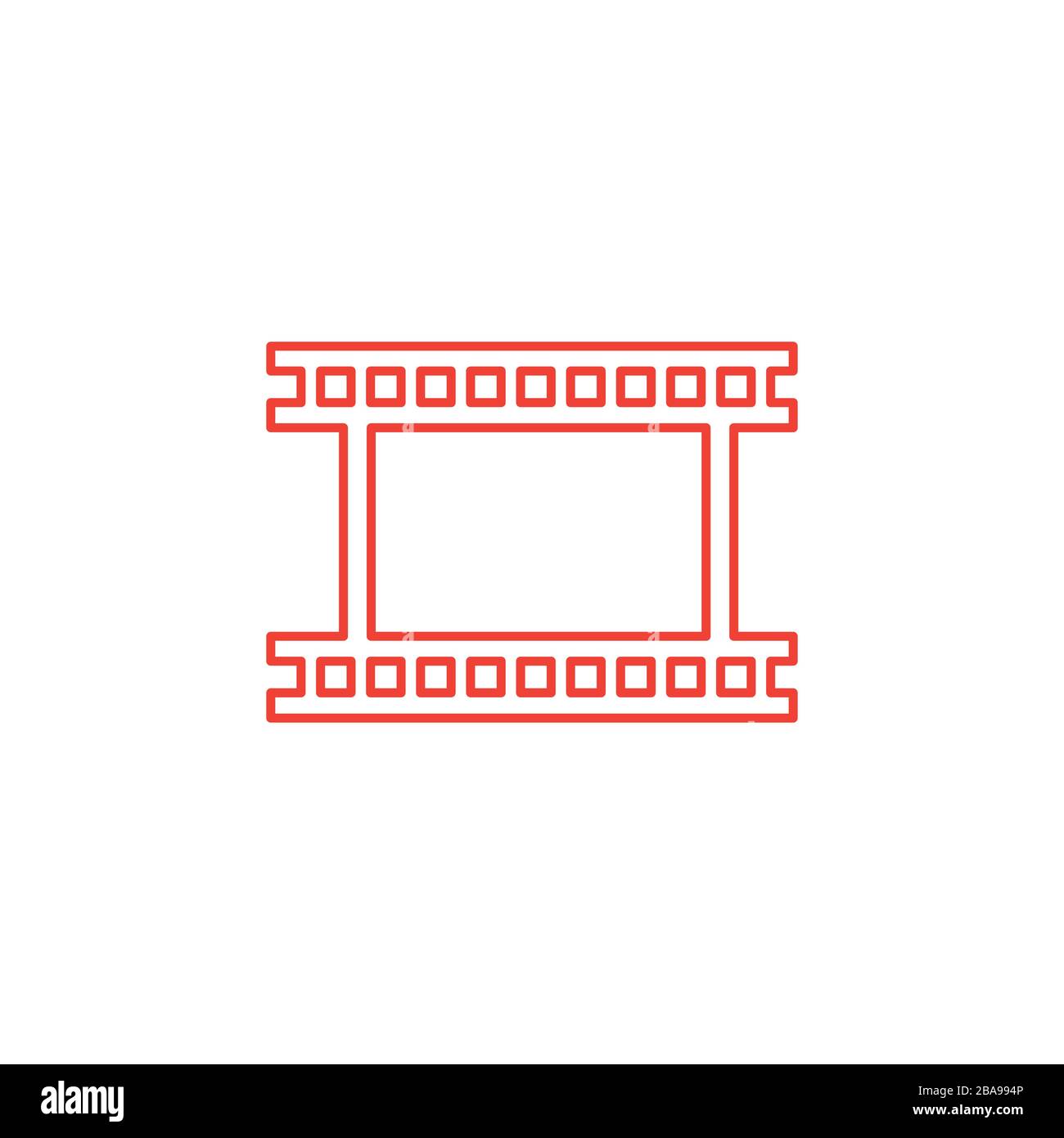 Film Strip Line Red Icon On White Background. Red Flat Style Vector ...