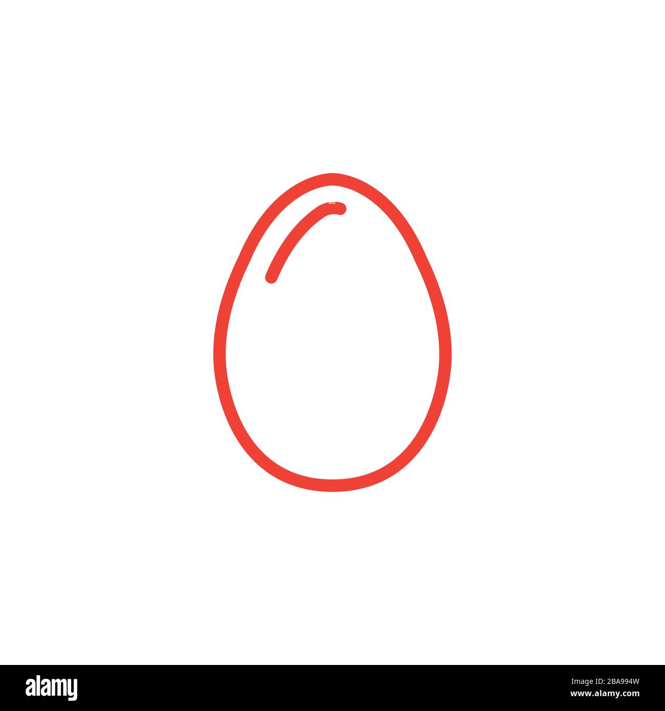 Egg Line Red Icon On White Background. Red Flat Style Vector ...