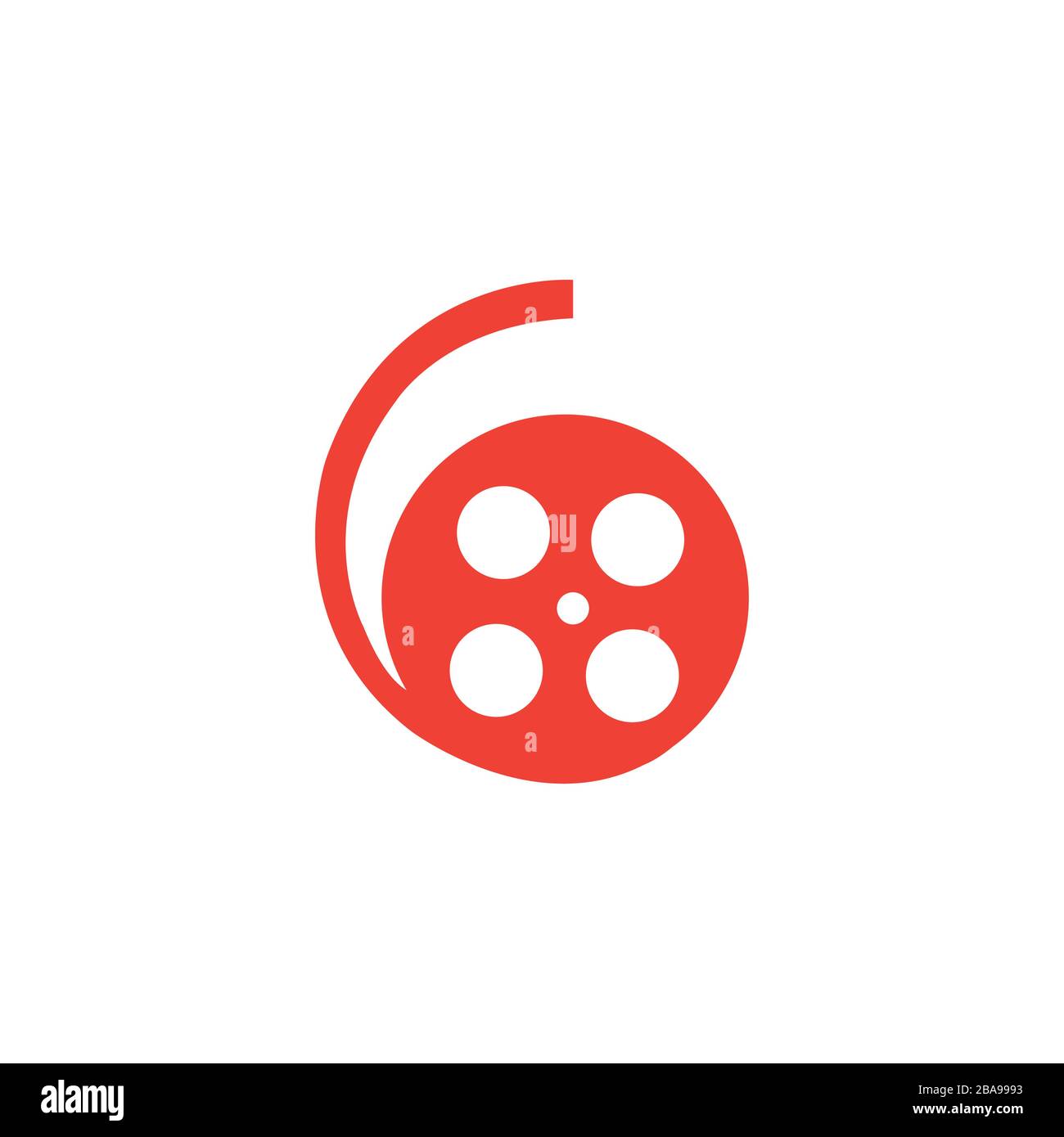 Film Reel Red Icon On White Background. Red Flat Style Vector ...