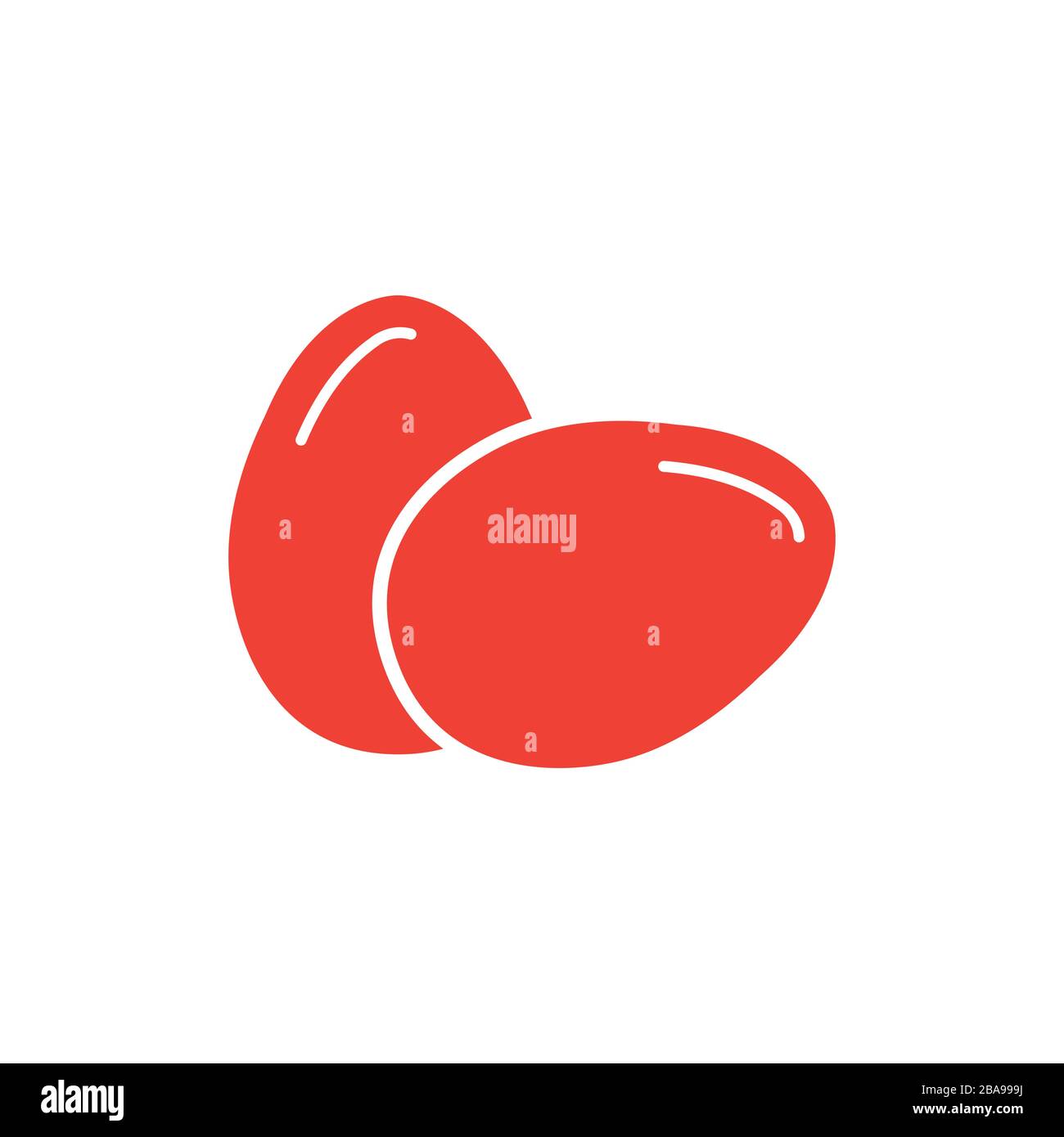 Egg Red Icon On White Background. Red Flat Style Vector Illustration ...