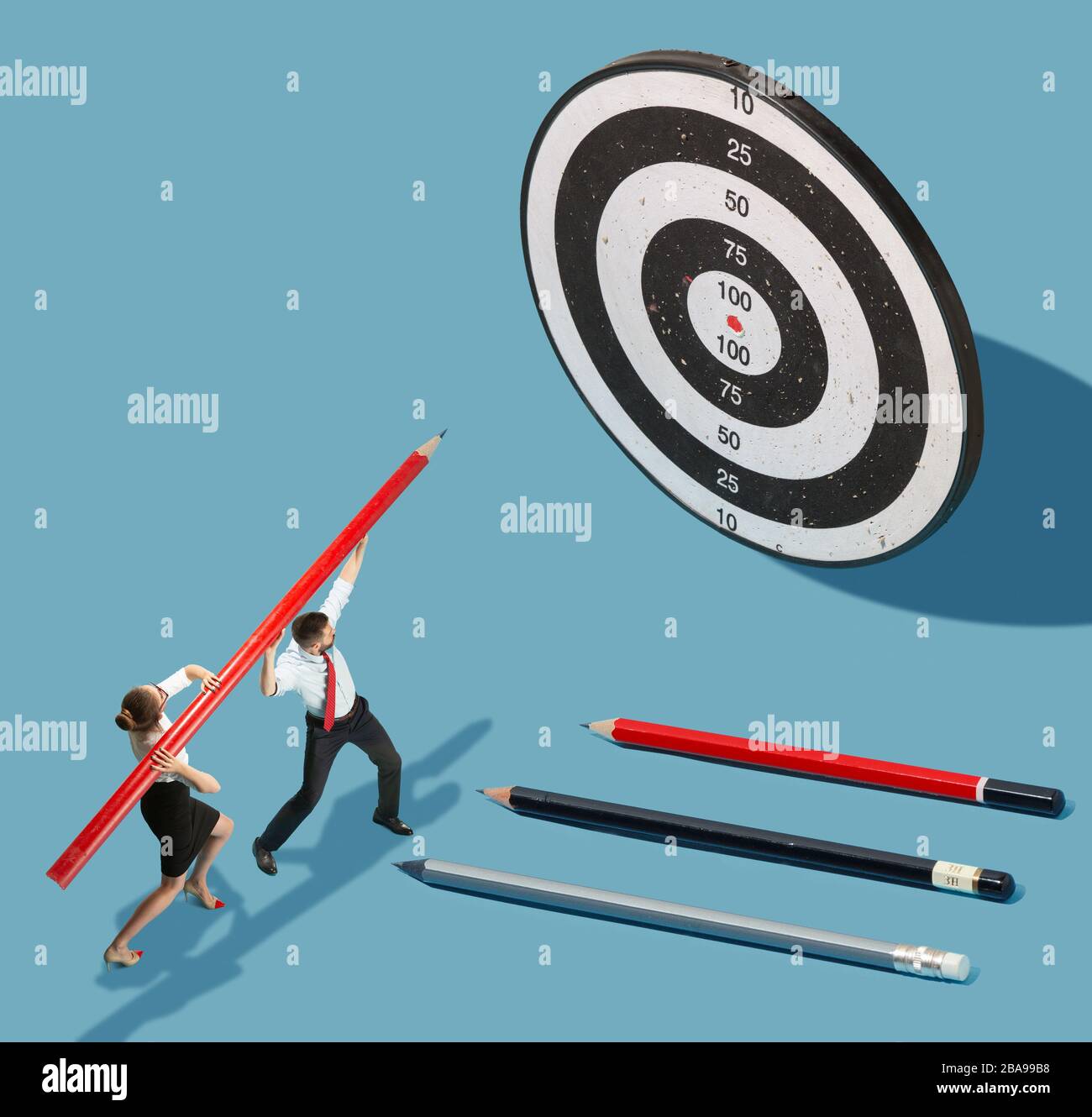 Getting target together. High angle view of creative modern office on ...