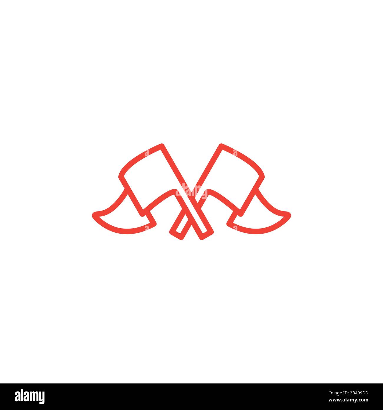 Crossed Flags Line Red Icon On White Background. Red Flat Style Vector ...