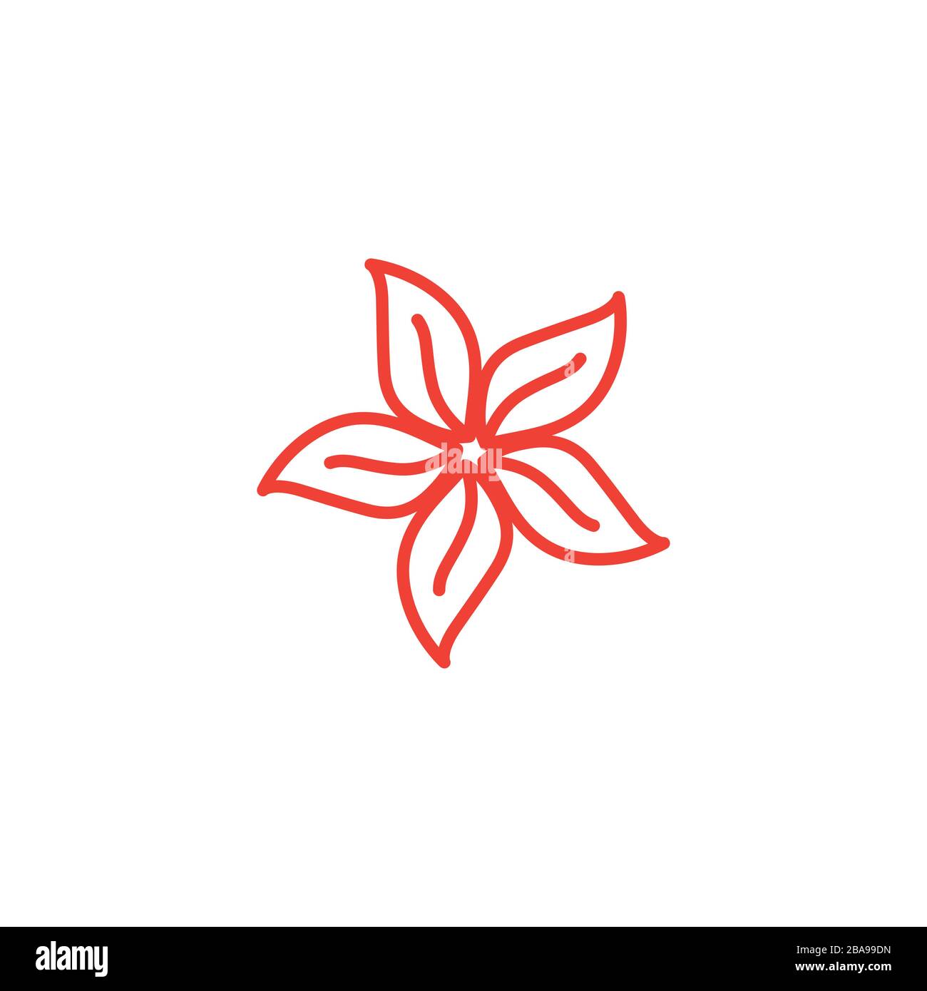 Flower Line Red Icon On White Background. Red Flat Style Vector ...
