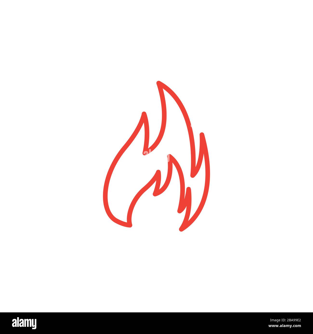 Fire Line Red Icon On White Background. Red Flat Style Vector ...