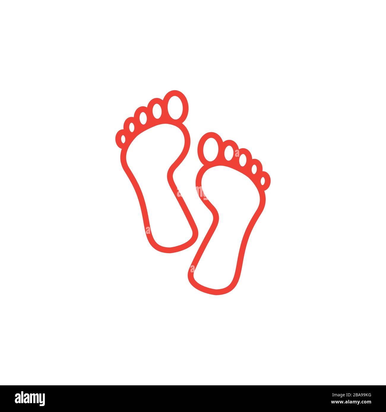 Footprint Line Red Icon On White Background. Red Flat Style Vector ...