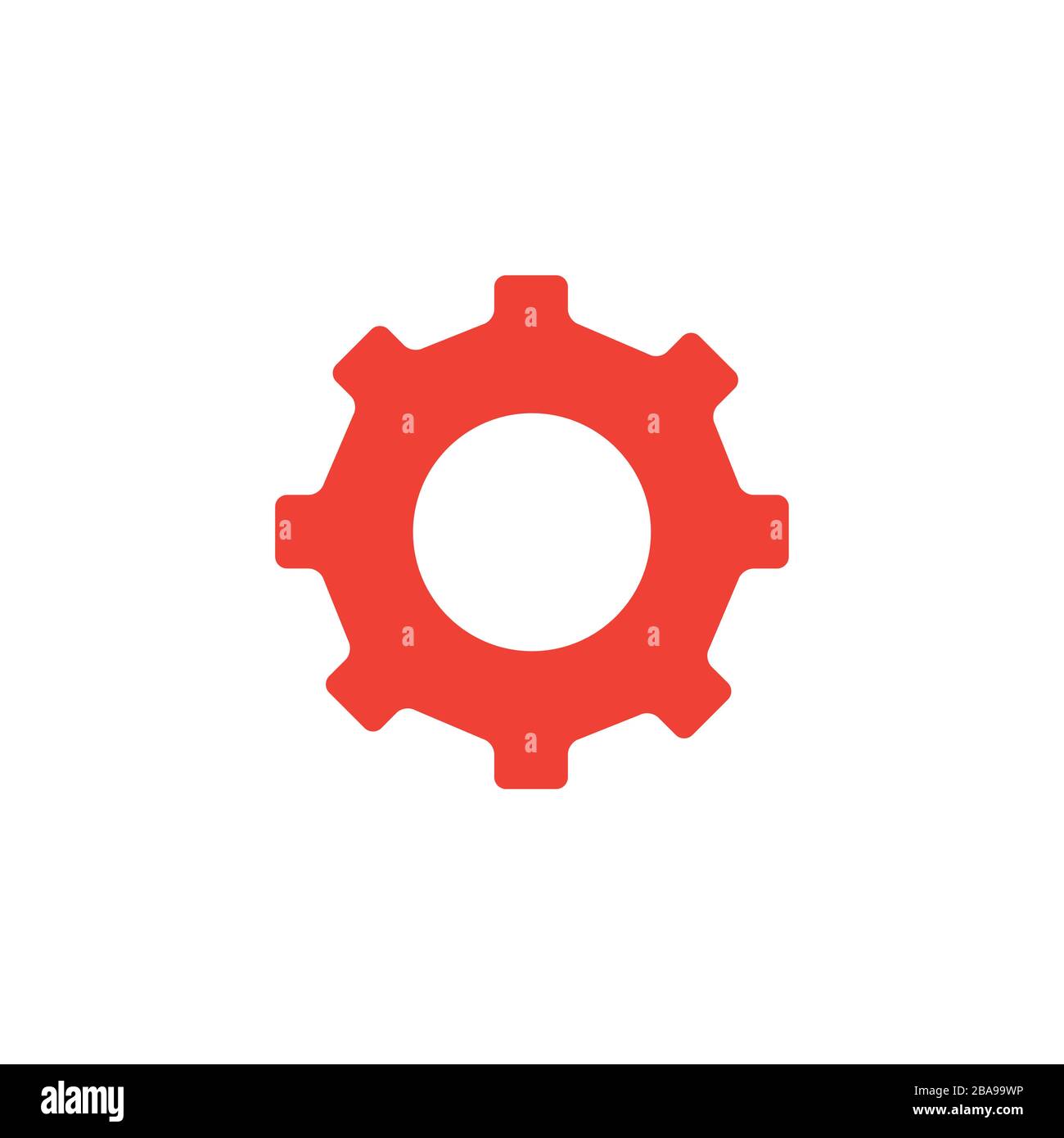 Gear Red Icon On White Background. Red Flat Style Vector Illustration ...