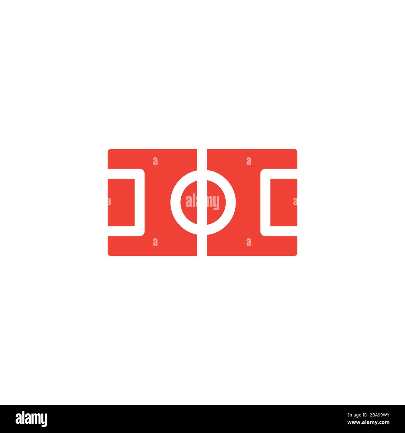 Football Field Red Icon On White Background. Red Flat Style Vector ...