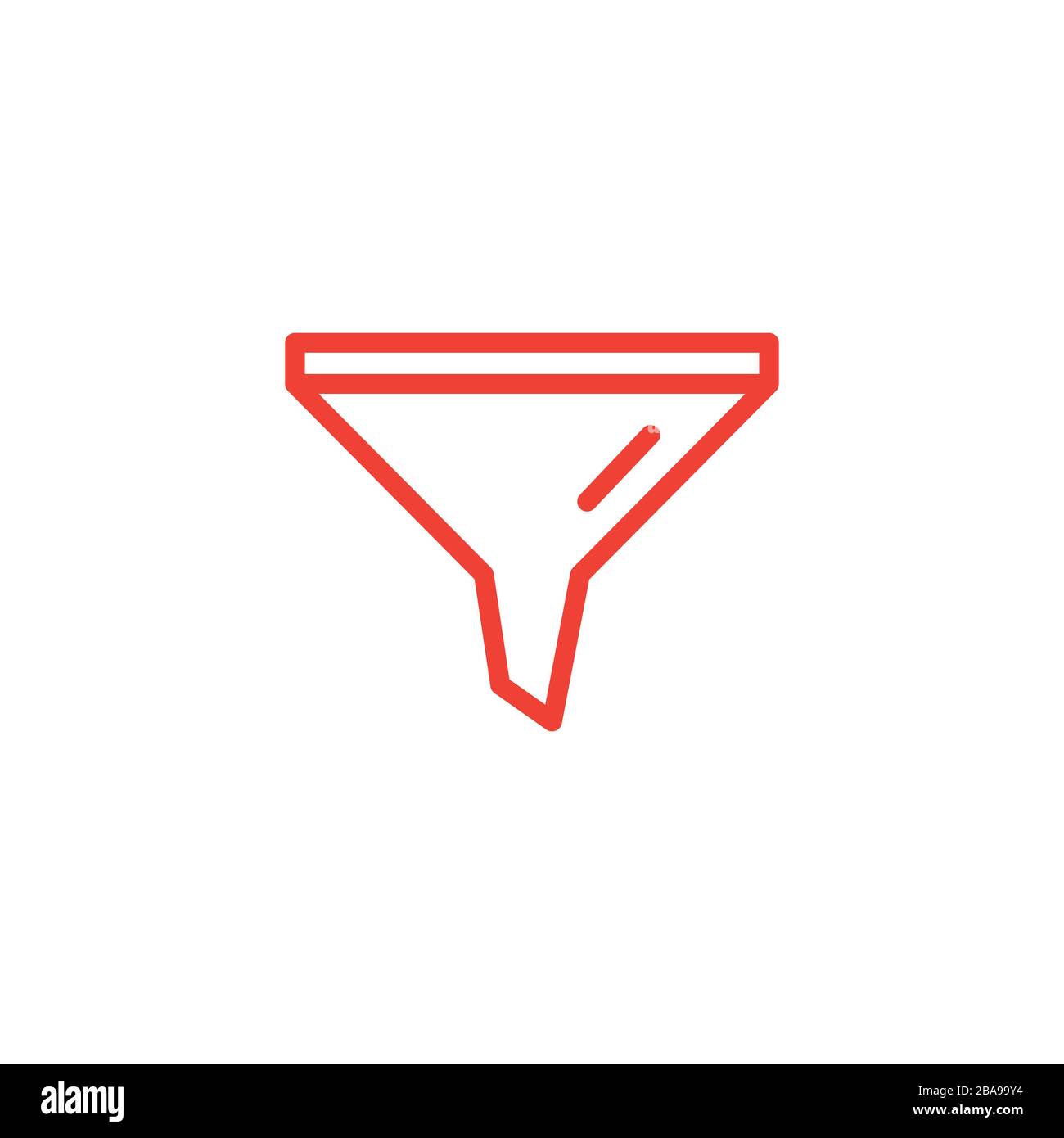 Funnel Line Red Icon On White Background. Red Flat Style Vector ...