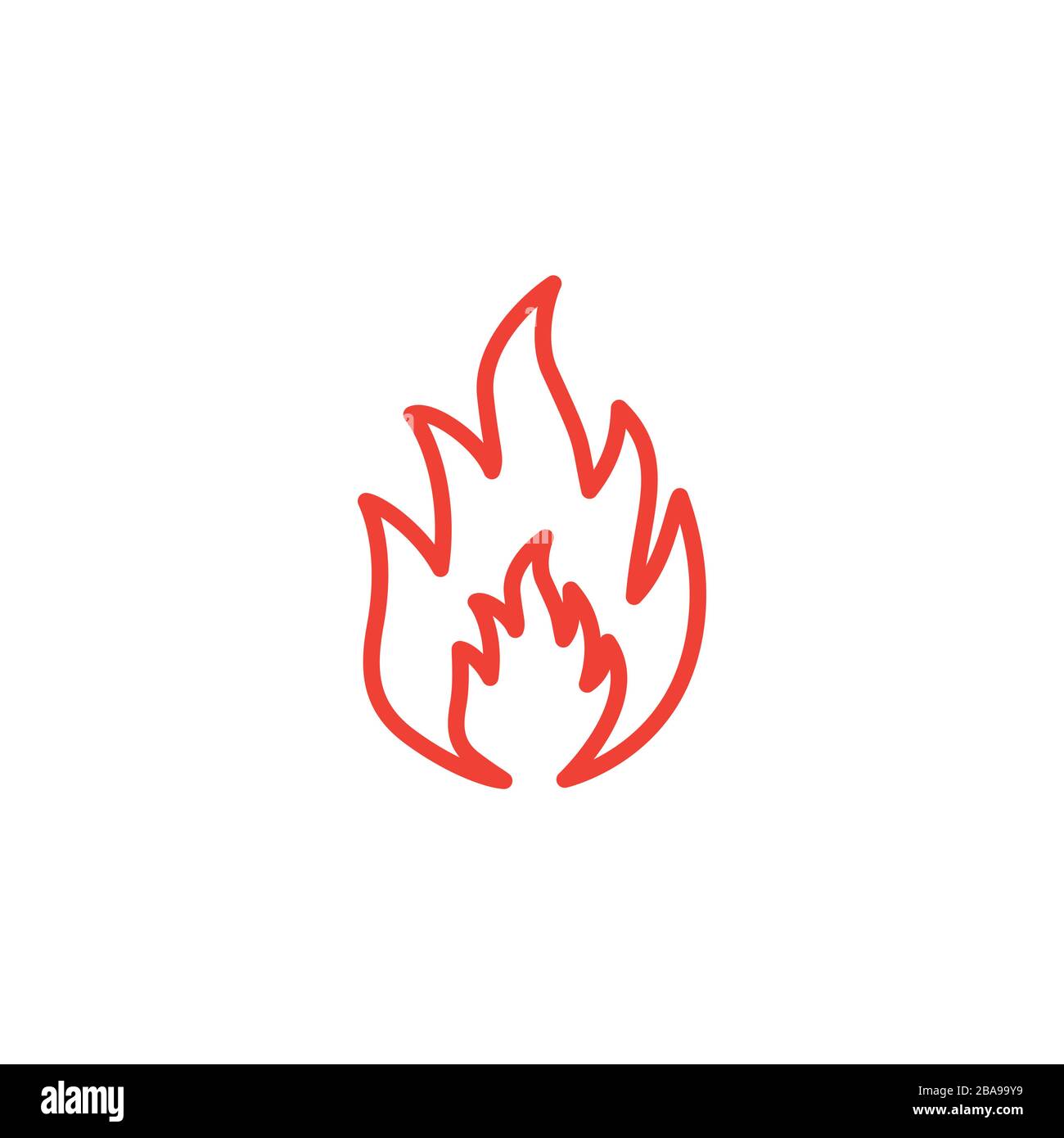 Fire Line Red Icon On White Background. Red Flat Style Vector ...